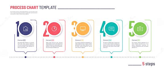 Vector Infographic Numbered Process Chart Template. Five Steps Stock ...