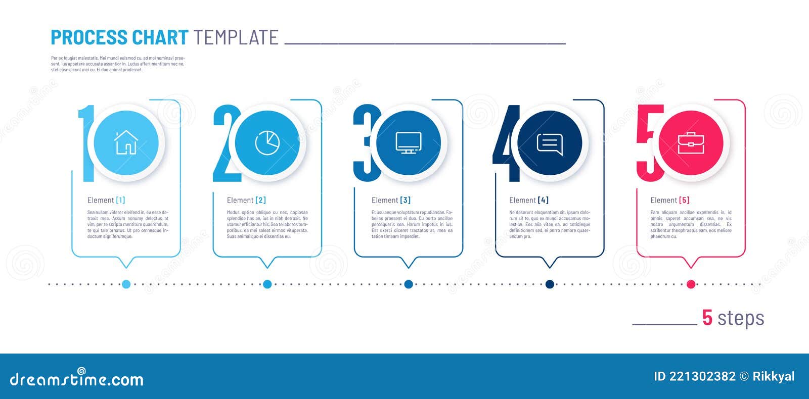 Vector Infographic Numbered Process Chart Template. Five Steps Stock ...