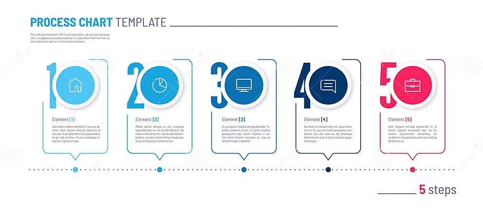 Vector Infographic Numbered Process Chart Template. Five Steps Stock ...