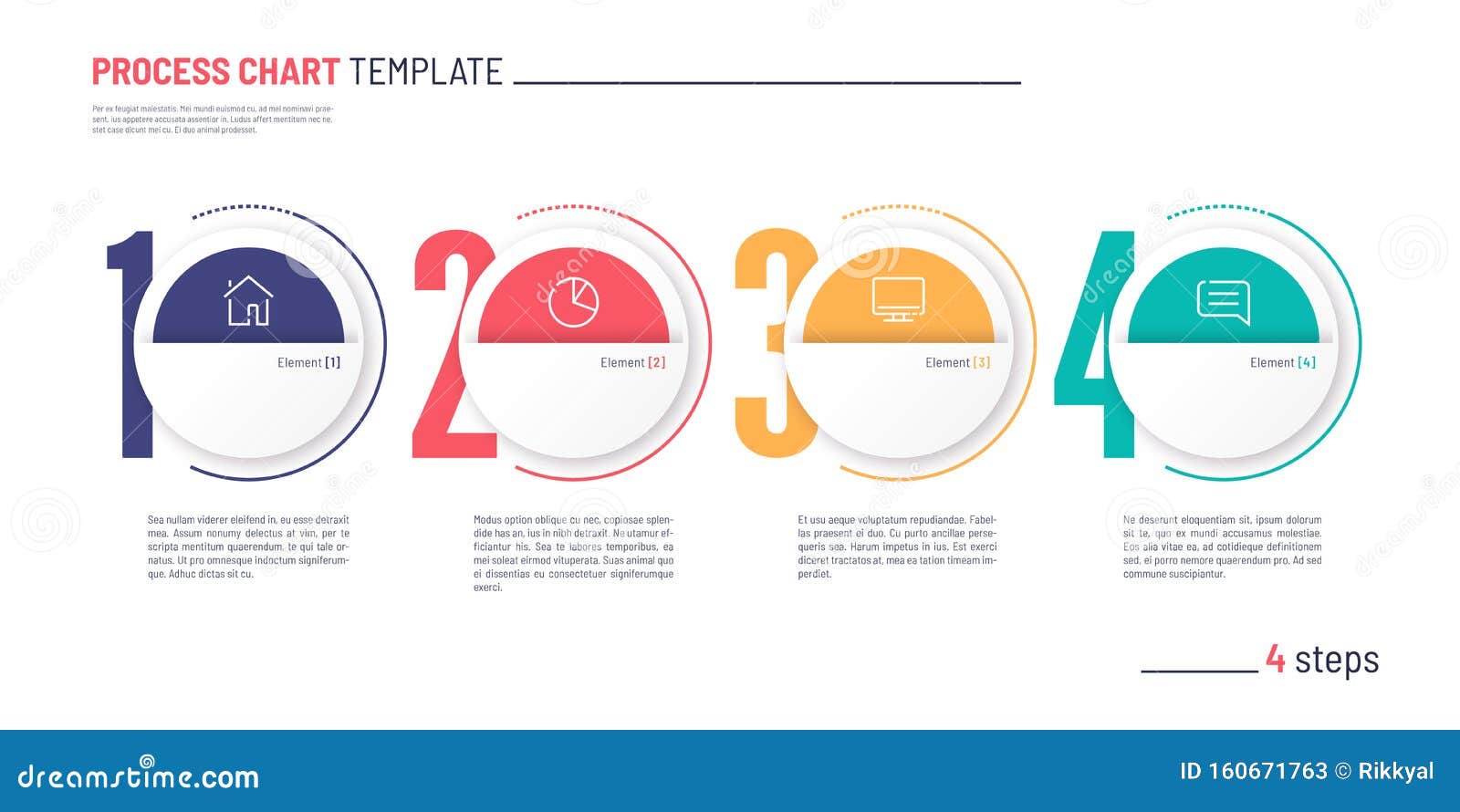 Vector Infographic Numbered Process Chart Template. Four Steps Stock ...