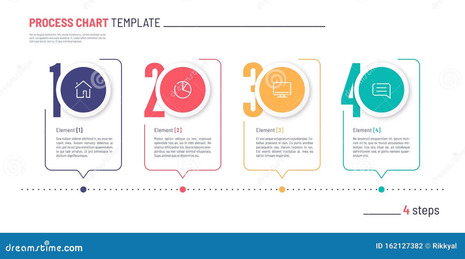 Vector Infographic Numbered Process Chart Template. Four Steps Stock ... Vector Infographic Numbered Process Chart Template. Four Steps Stock ...