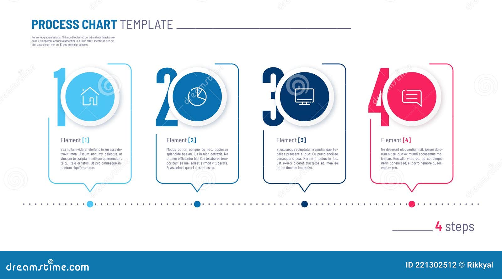 Vector Infographic Numbered Process Chart Template. Four Steps Stock ...