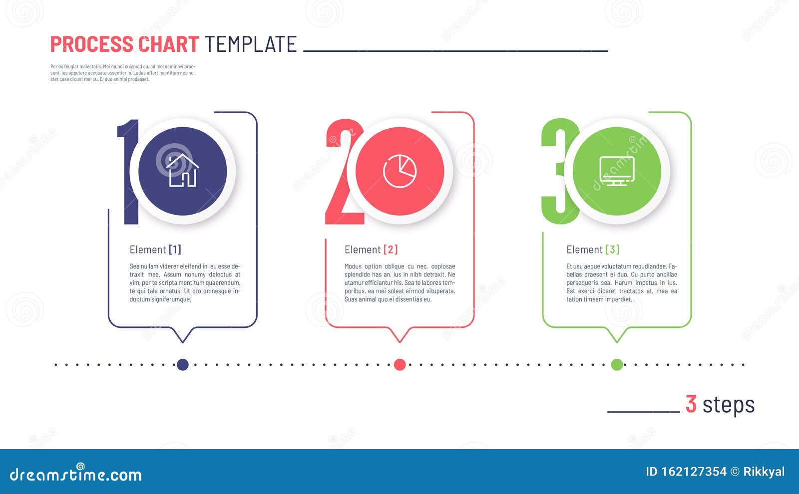 Vector Infographic Numbered Process Chart Template. Three Steps Stock ...