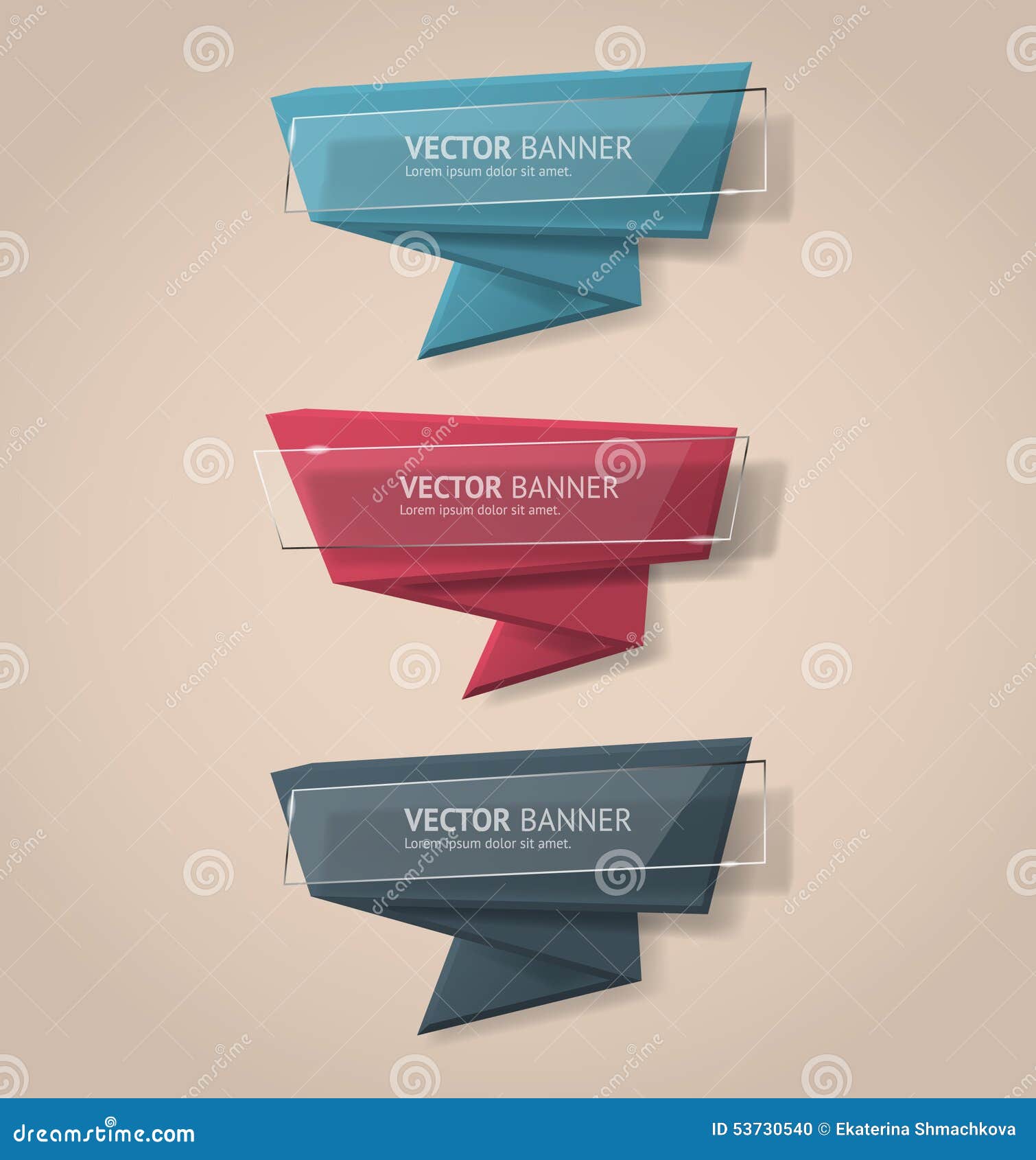 Vector Infographic Origami Banners Set. Stock Illustration ...