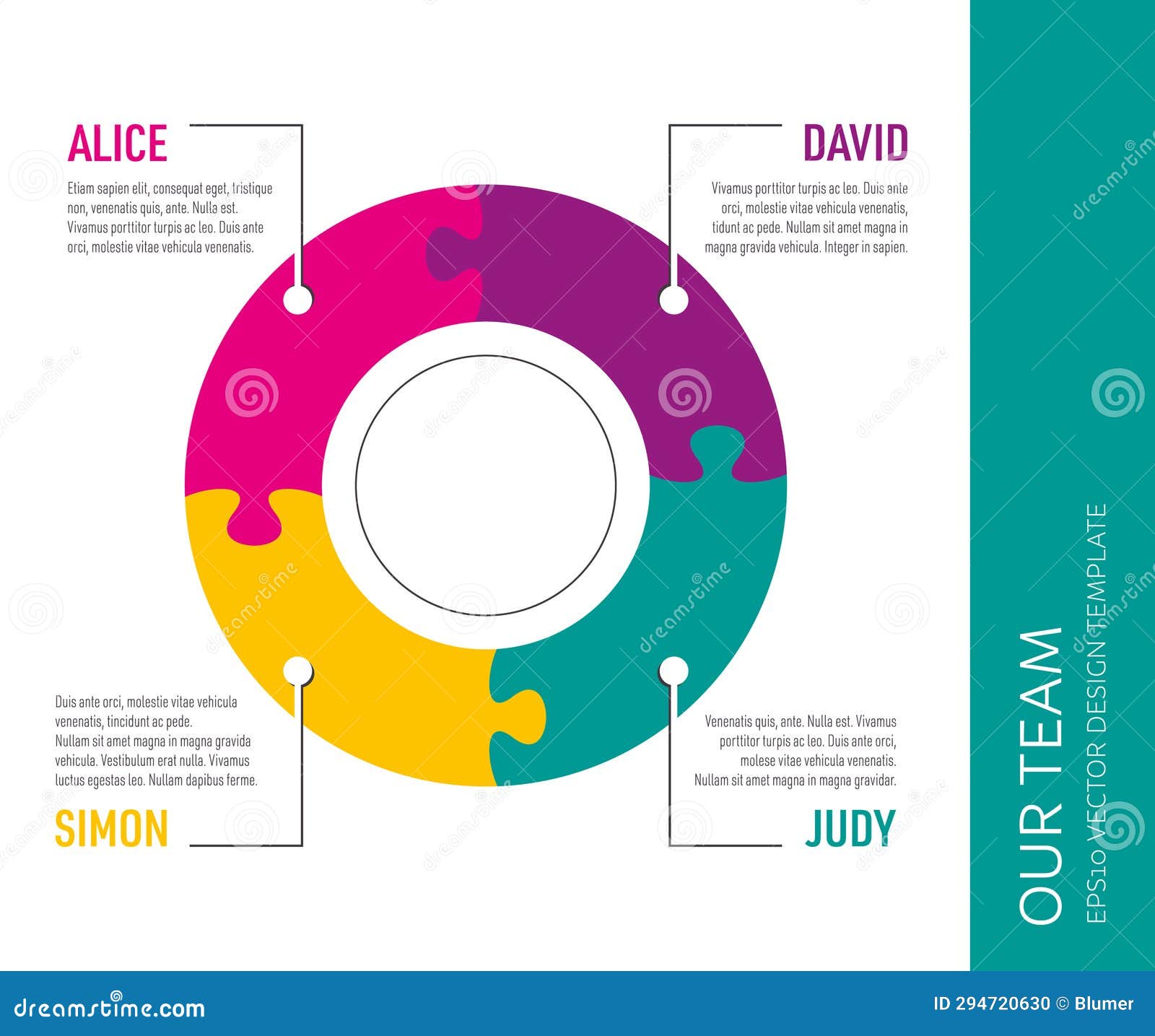 Vector Infographic Our Team Intro Puzzle Design Stock Illustration ...