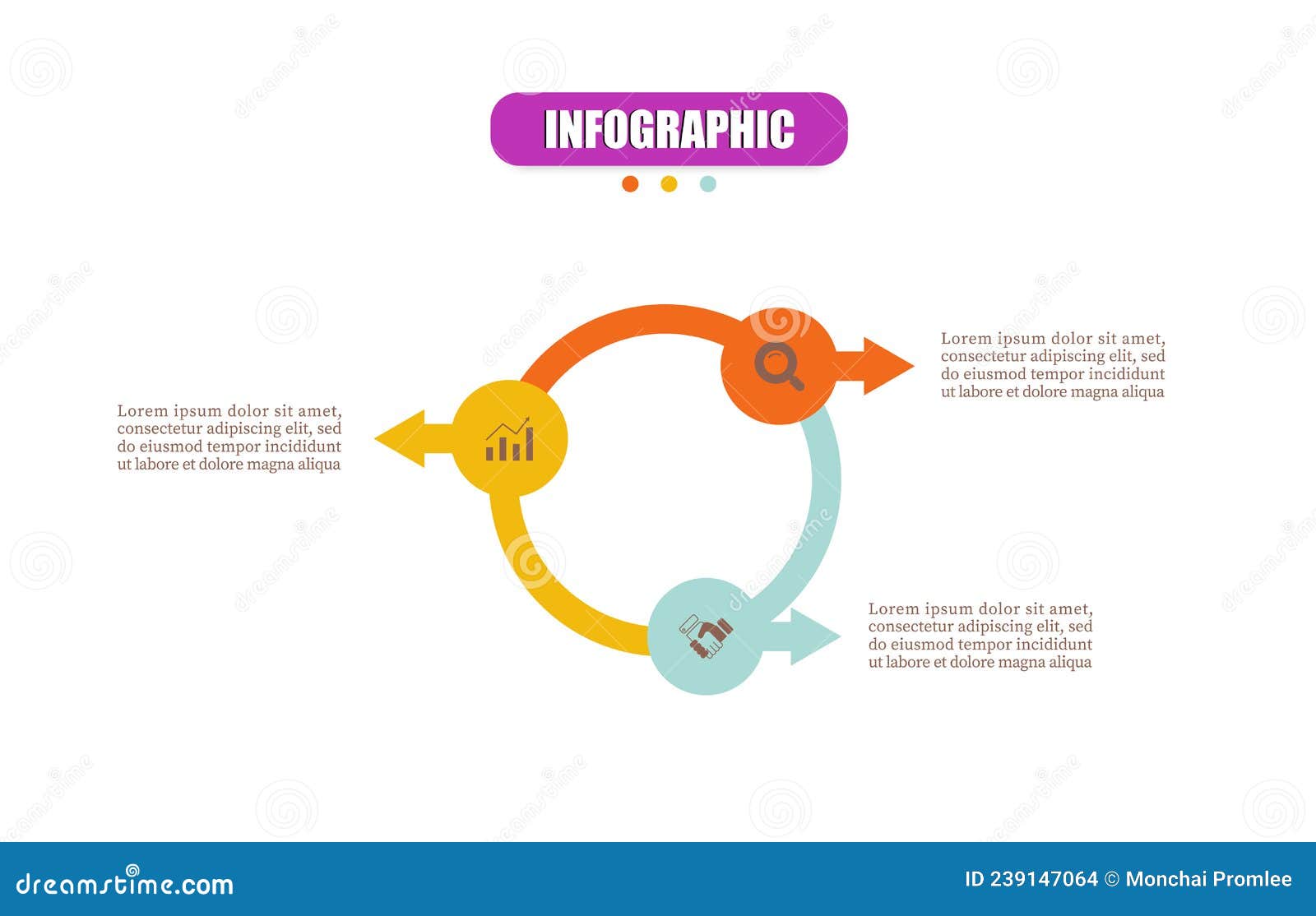 Vector Infographic Presentation with 3 Steps. Plan Infographic Design ...