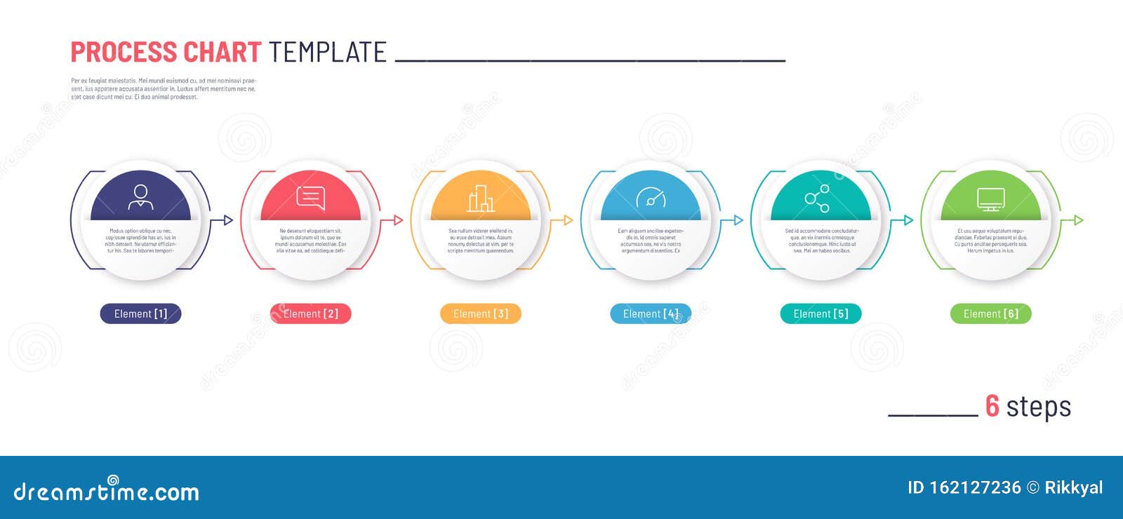 Vector Infographic Process Chart Template. Six Steps Stock Vector ...