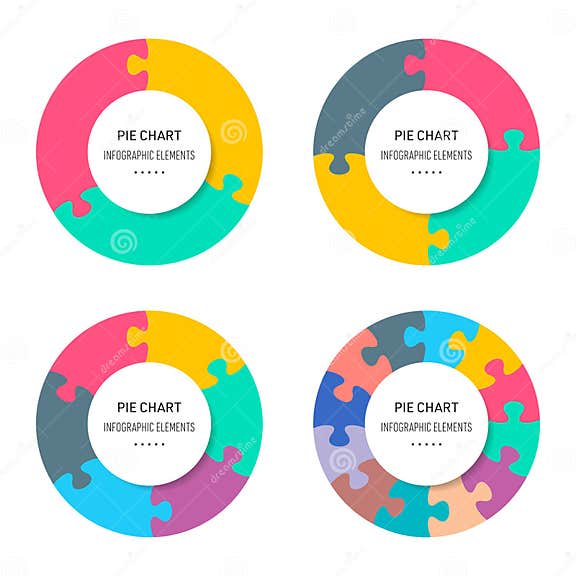 Vector Infographic Puzzle Pie Chart Diagram Set Stock Vector ...