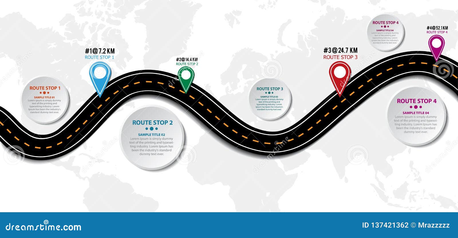 Vector Infographic Road Map with Timeline and Options Stock Vector ...