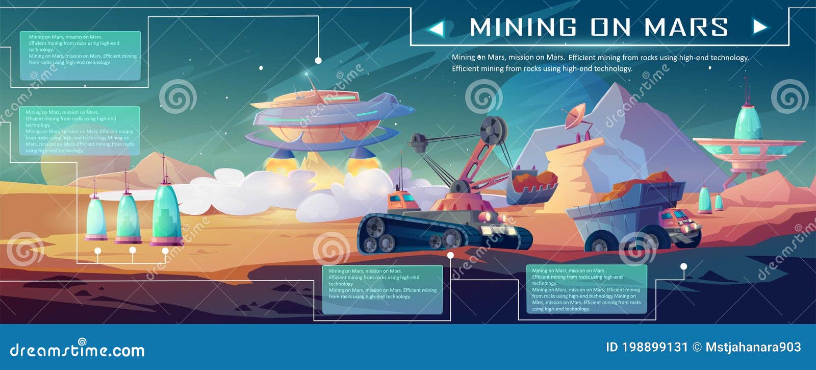 Vector Infographic of Space Mining on Mars Stock Illustration ...