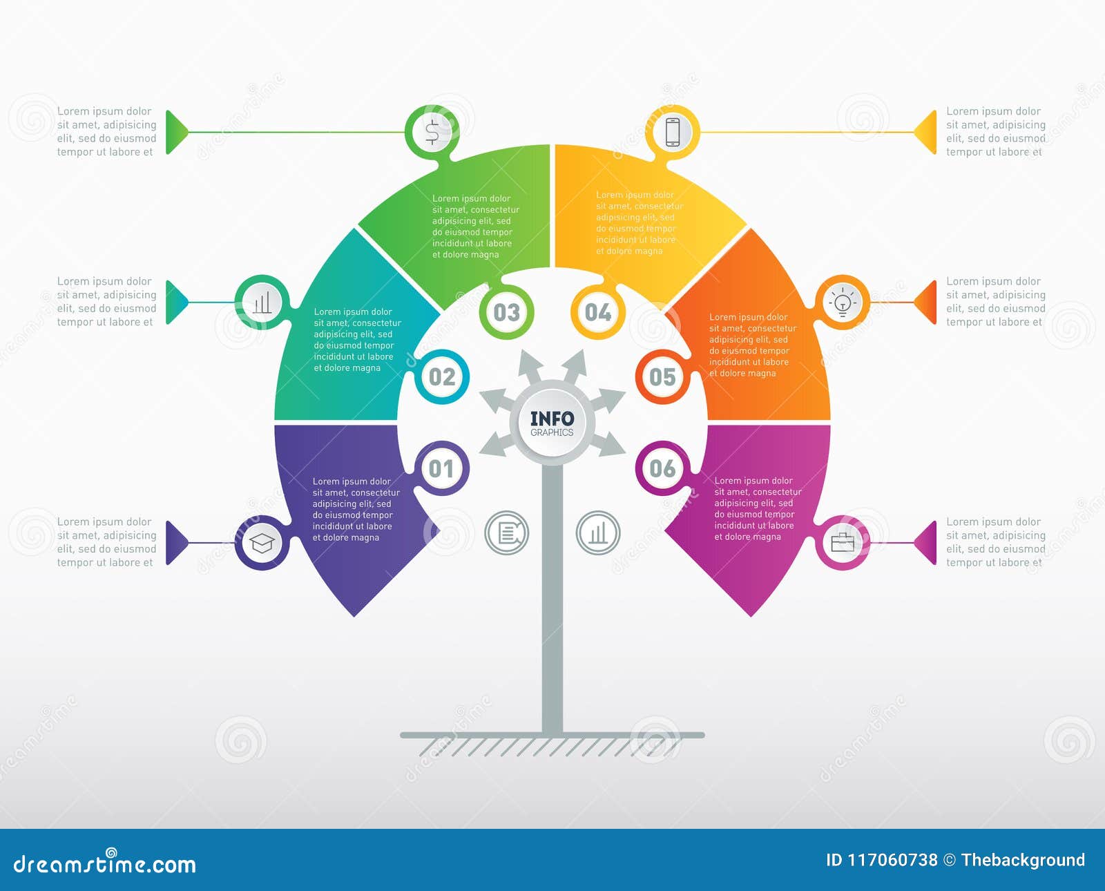 Vector Infographic of Technology or Education Process with 6 Ste Stock ...