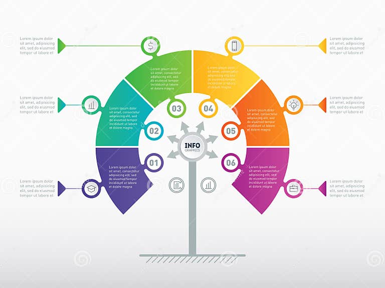 Vector Infographic of Technology or Education Process with 6 Ste Stock ...
