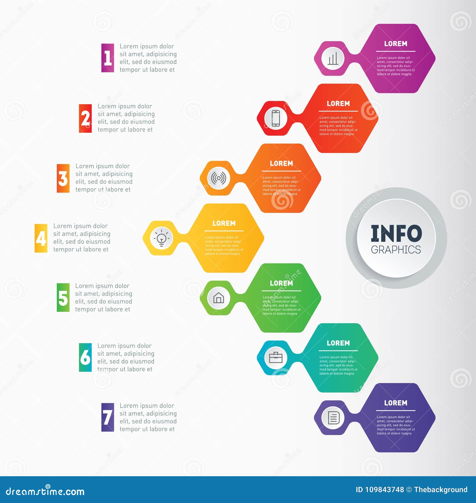 Vector Infographic of Technology or Education Process with 7 Ste Stock ...
