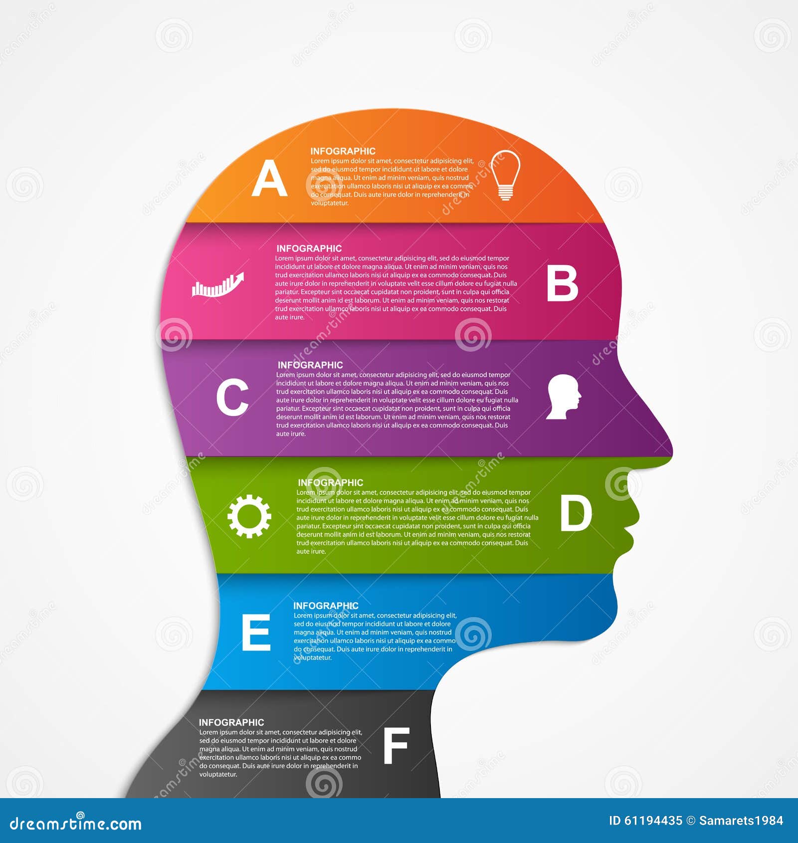 Vector Infographic Template Business Stripe Silhouette Human Face ...
