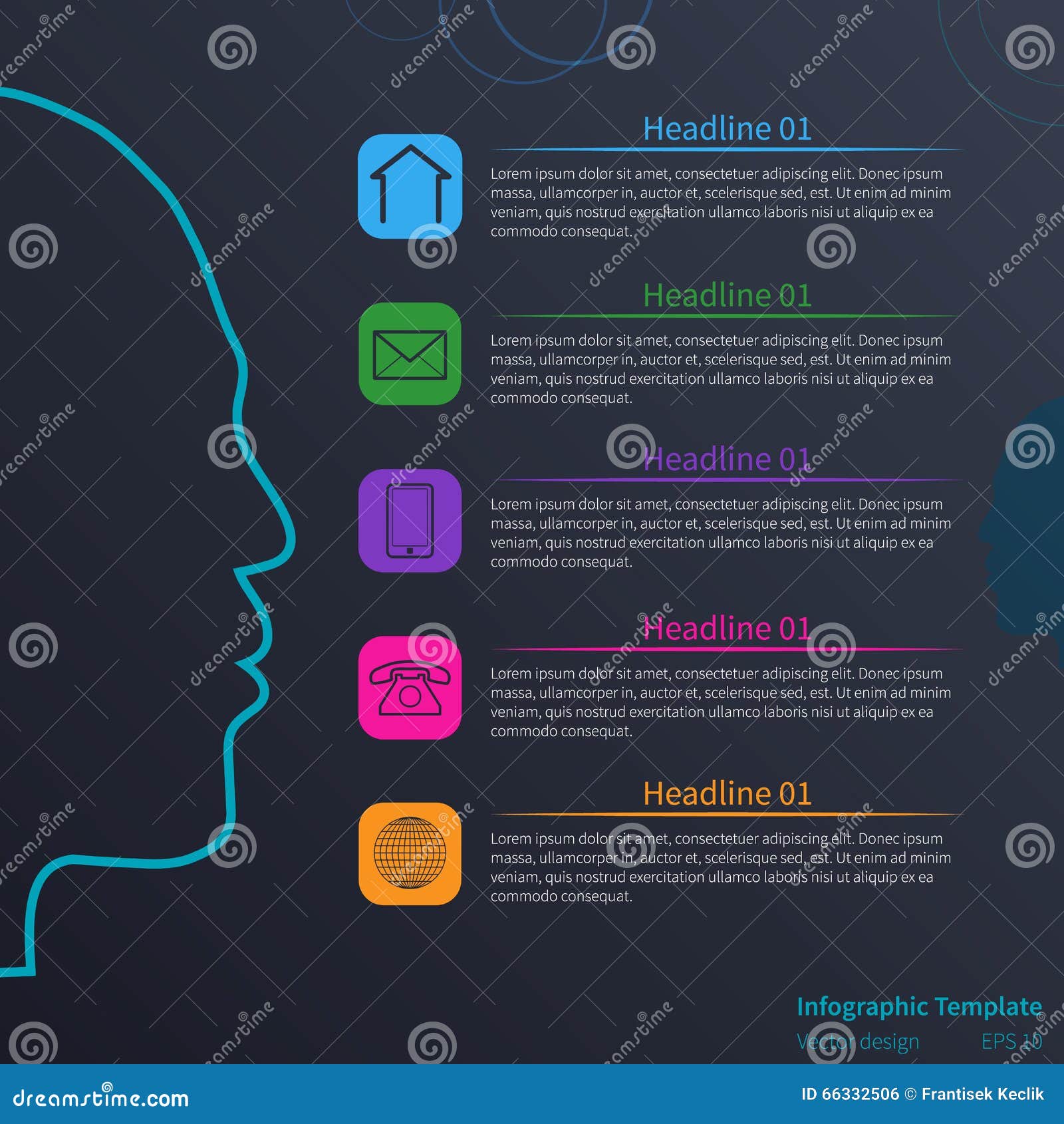 Vector Infographic Template with Face Stock Vector - Illustration of ...