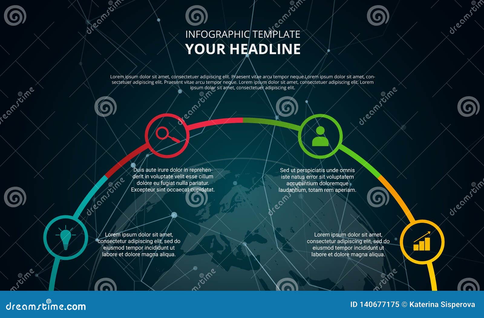6 Steps Connection Infographic Element Design Template For Diagram ...