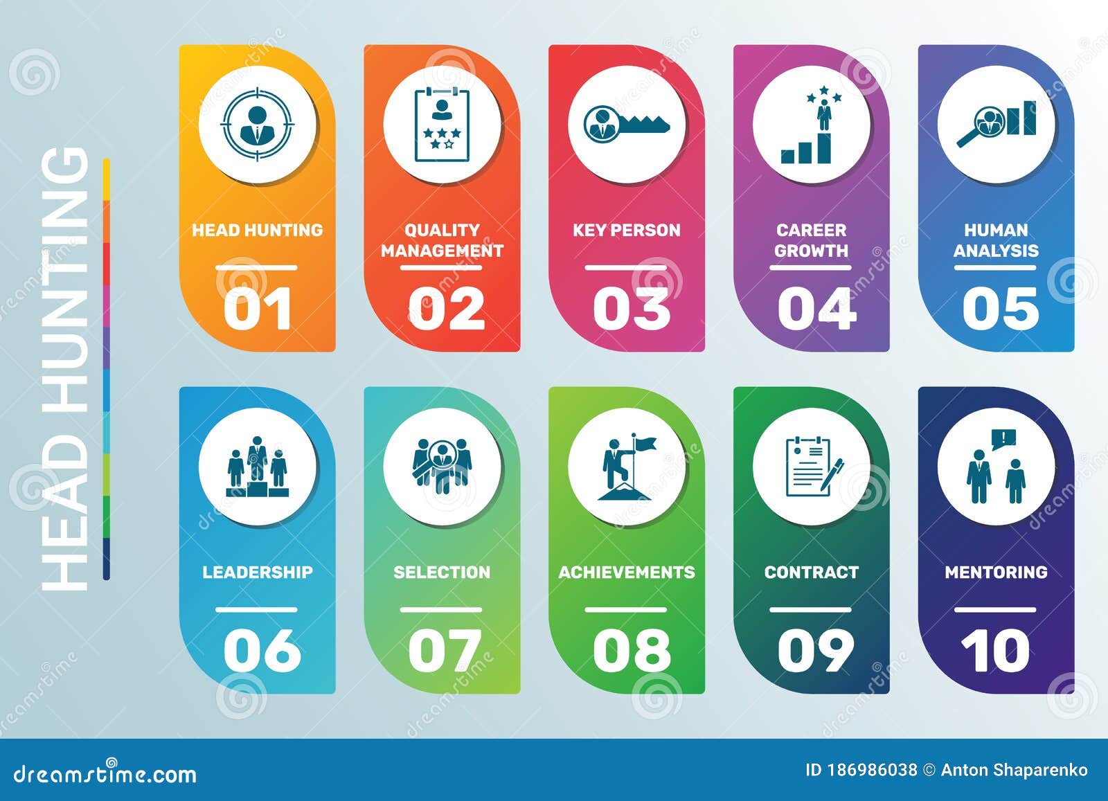 Vector Infographic Template Head Hunting Data Visualization. 10 Step ...