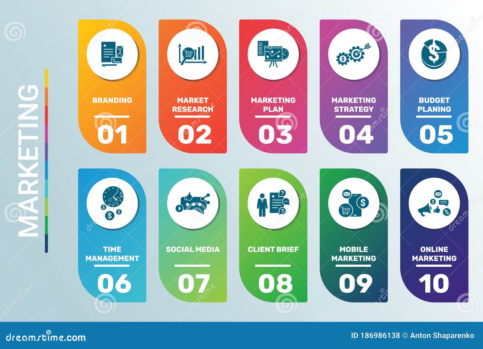 Vector Infographic Template Marketing Data Visualization. 10 Step ...