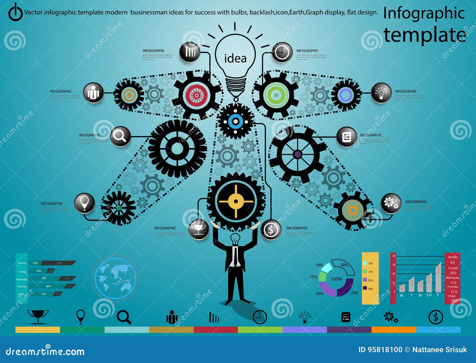 Vector Infographic Template Modern Businessman Ideas for Success with ...