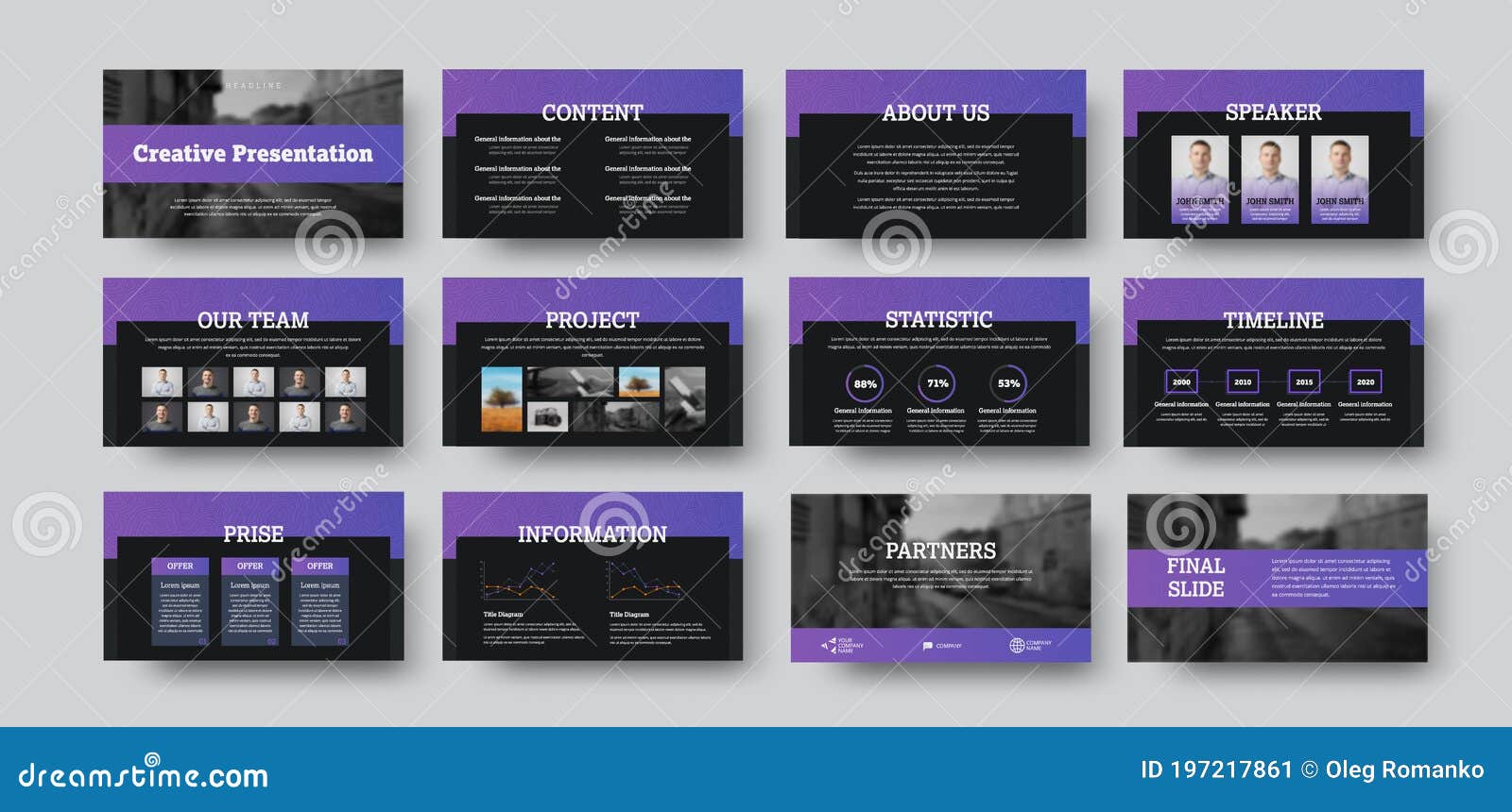 Vector Infographic Template with Purple Elements on Black Background ...