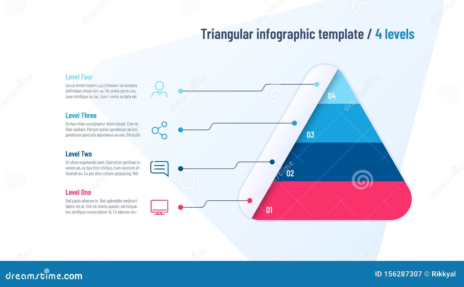 Vector Infographic Template in the Shape of Triangle, Pyramid Divided ...