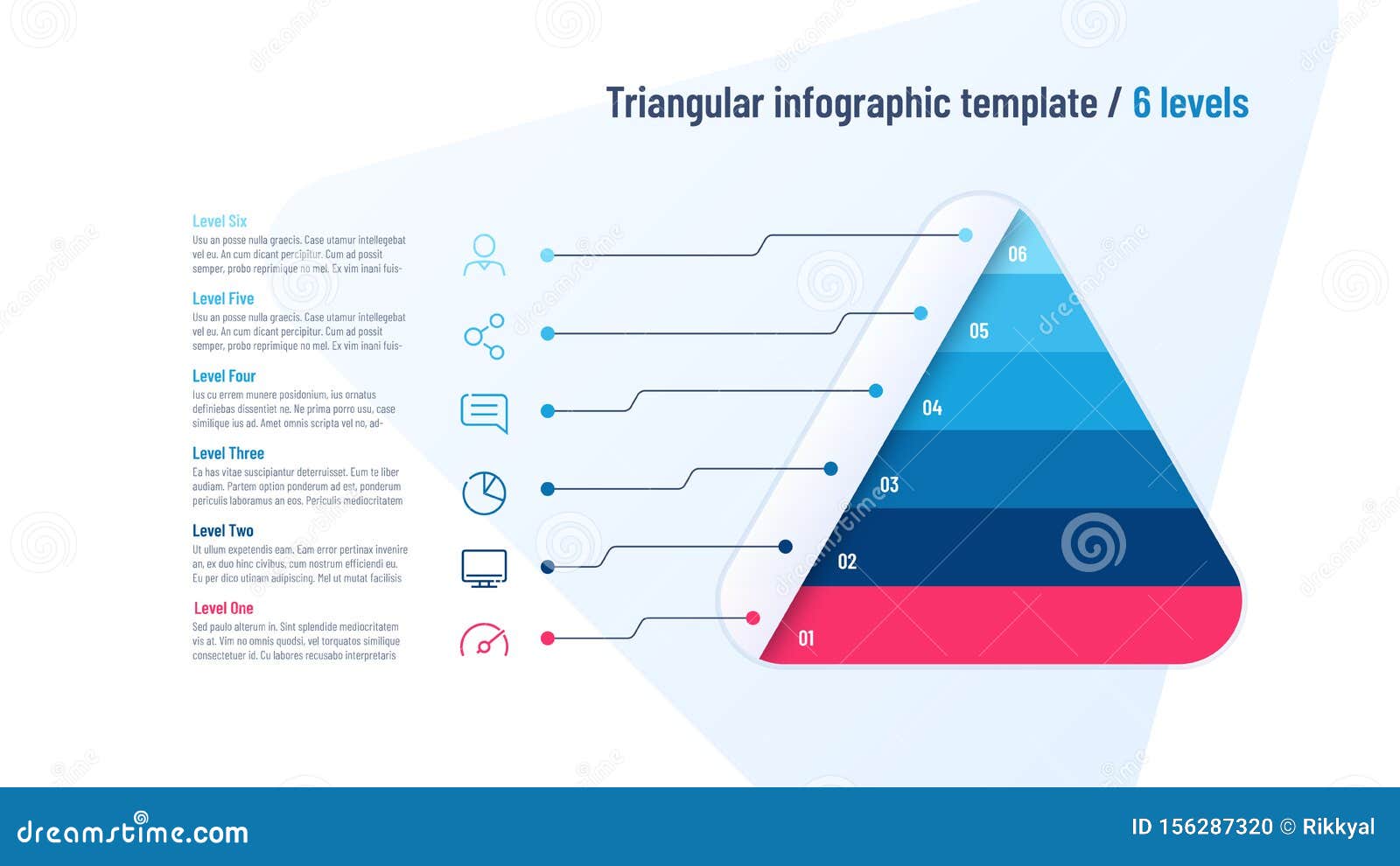 Vector Infographic Template in the Shape of Triangle, Pyramid Divided ...