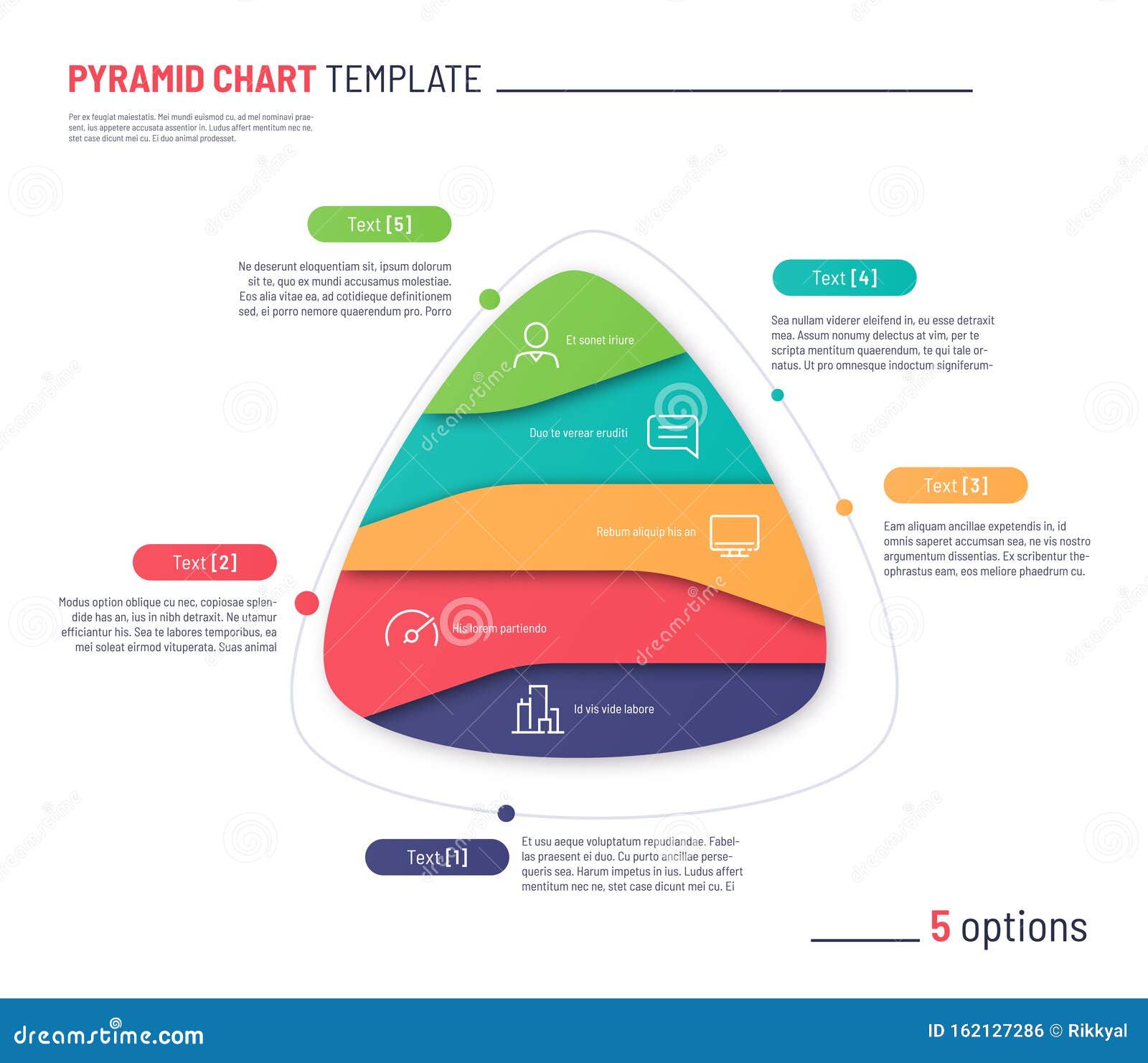 Vector Infographic Template in the Shape of Triangle, Pyramid Divided ...
