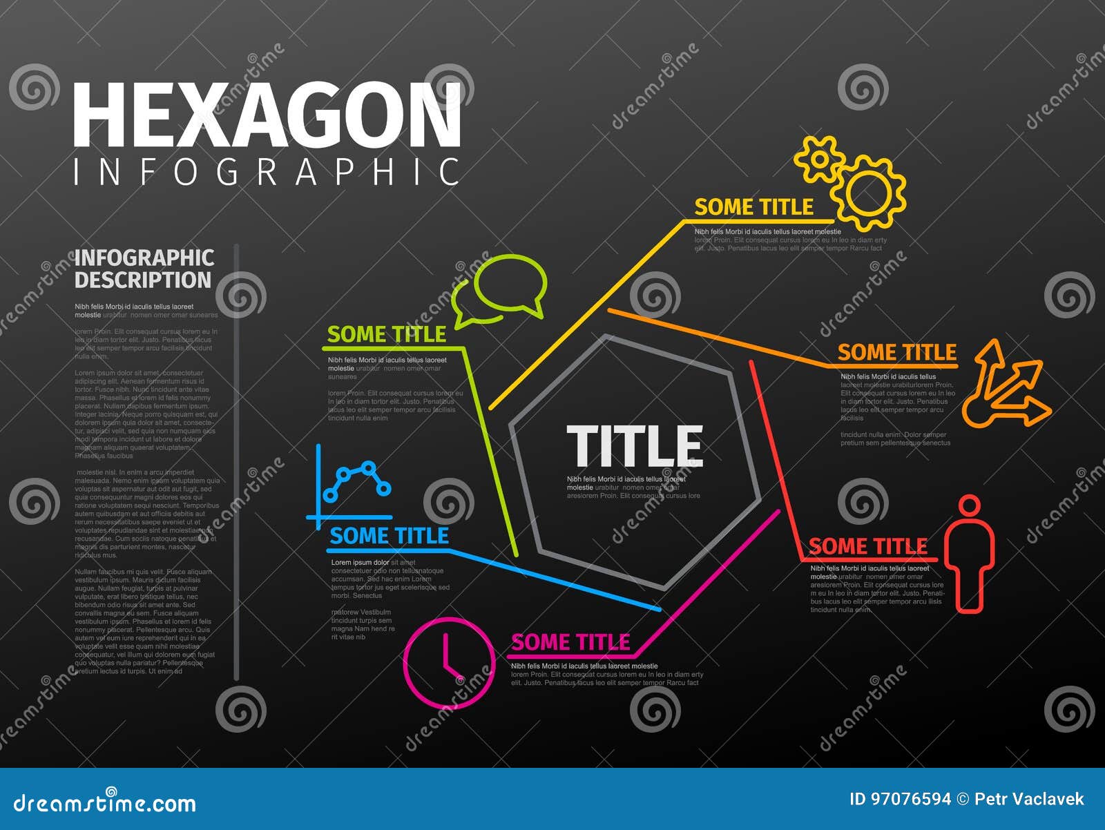 Vector Infographic Thin Line Hexagon Template Stock Vector ...