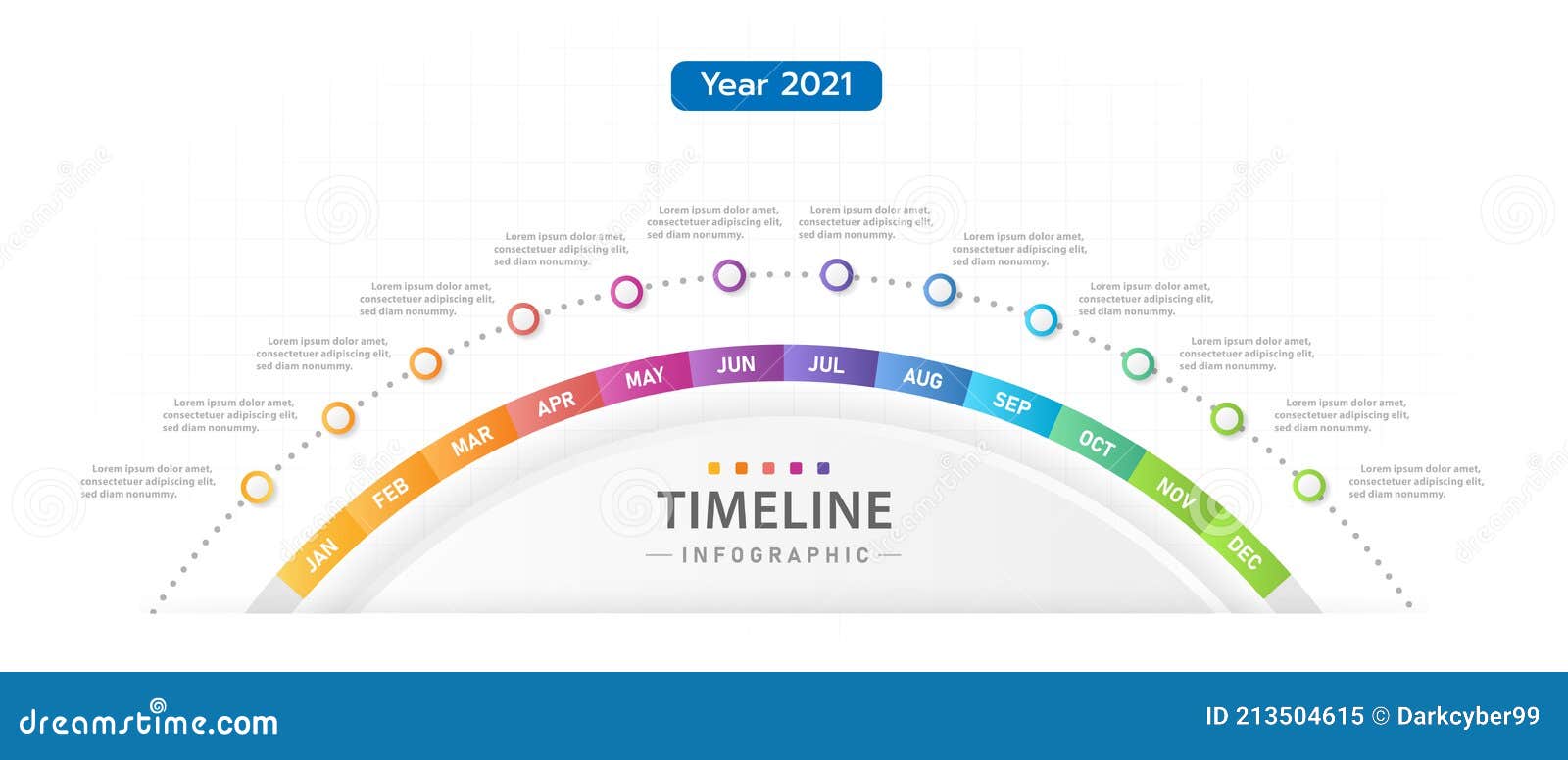 Infographic 12 Months Modern Timeline Diagram Calendar With Gantt Chart ...