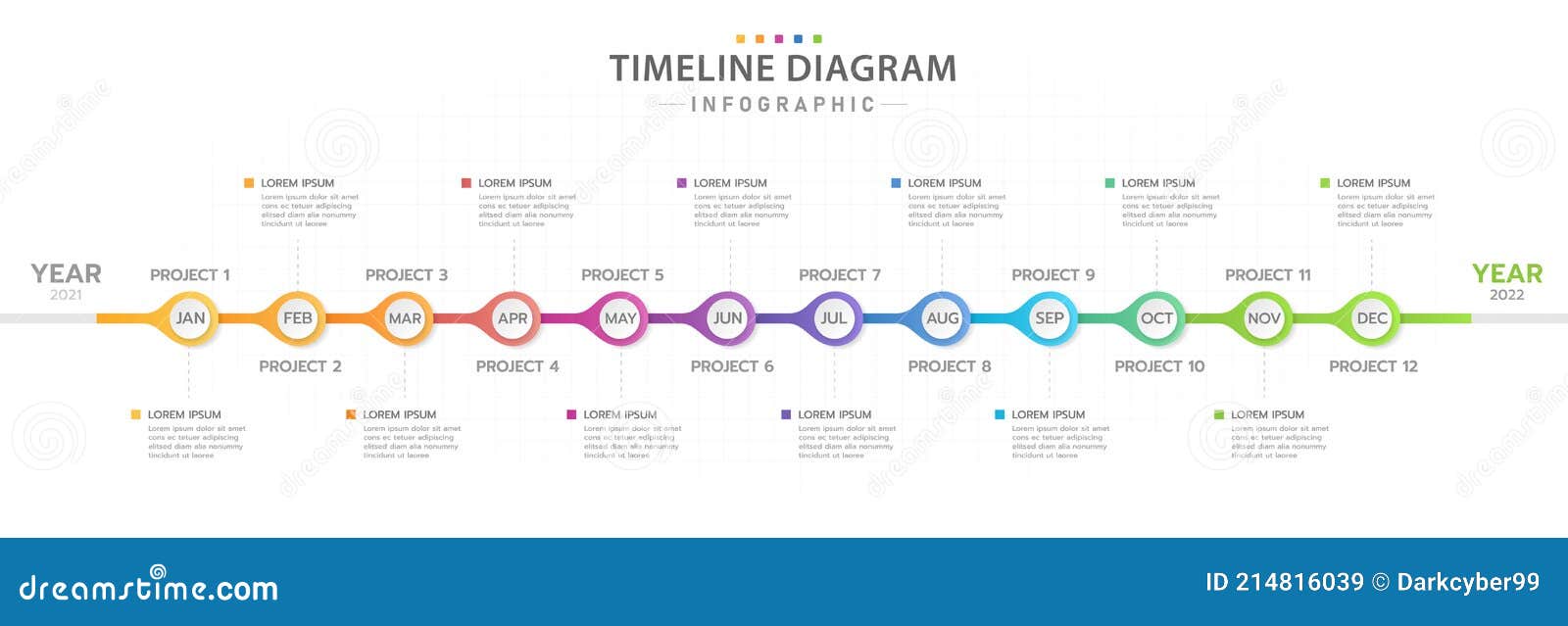 Infographic 12 Months Modern Timeline Diagram Calendar. Stock Vector ...