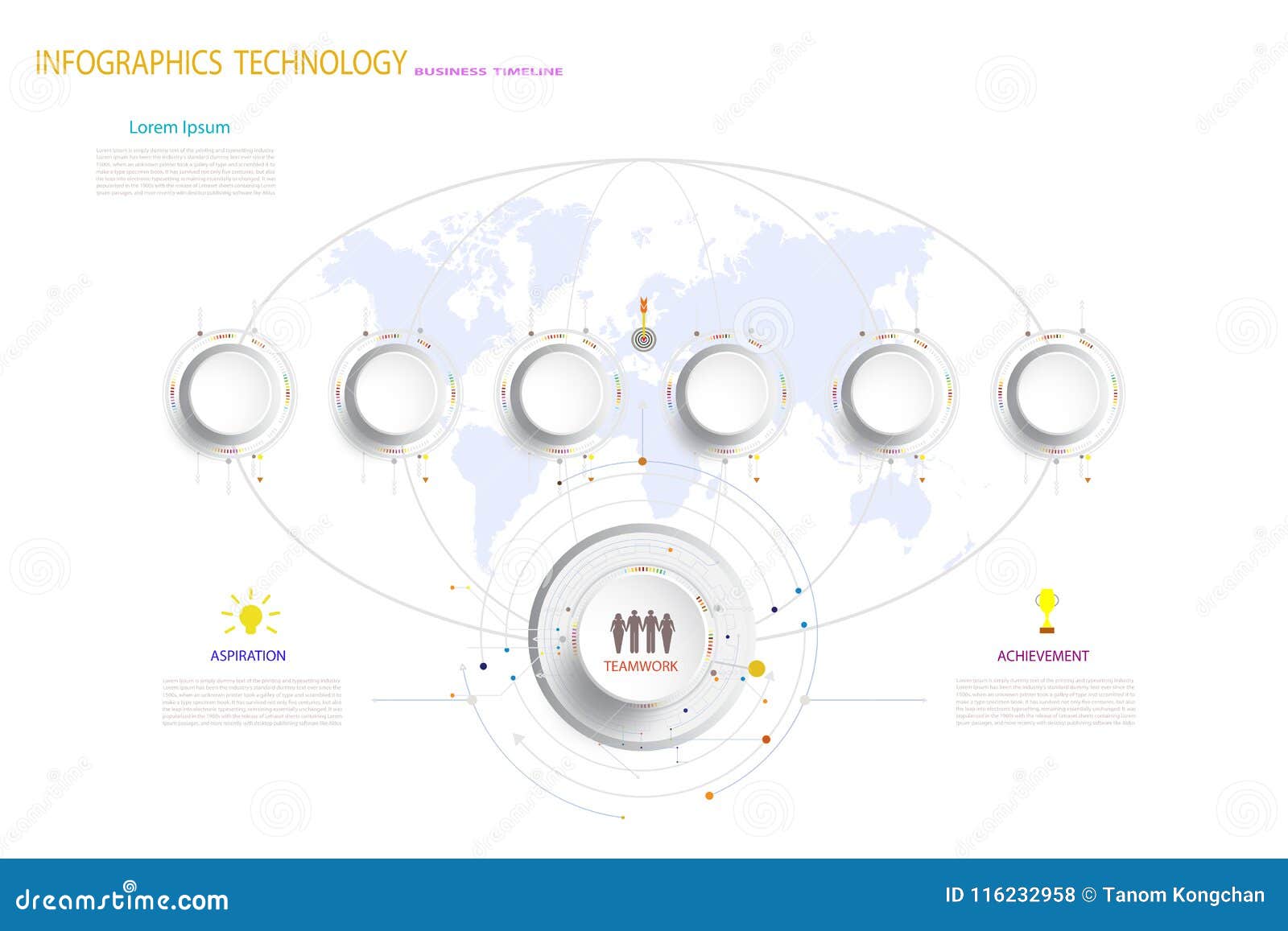 Vector Infographic Timeline Technology Template with 6 Step. Stock ...