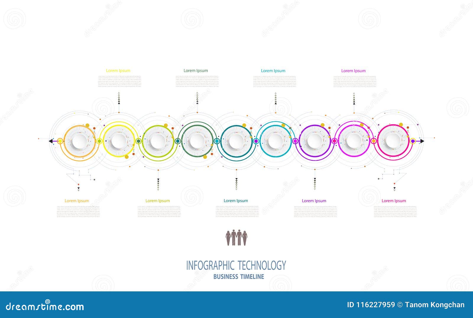 Vector Infographic Timeline Technology Template with 9 Step. Stock ...