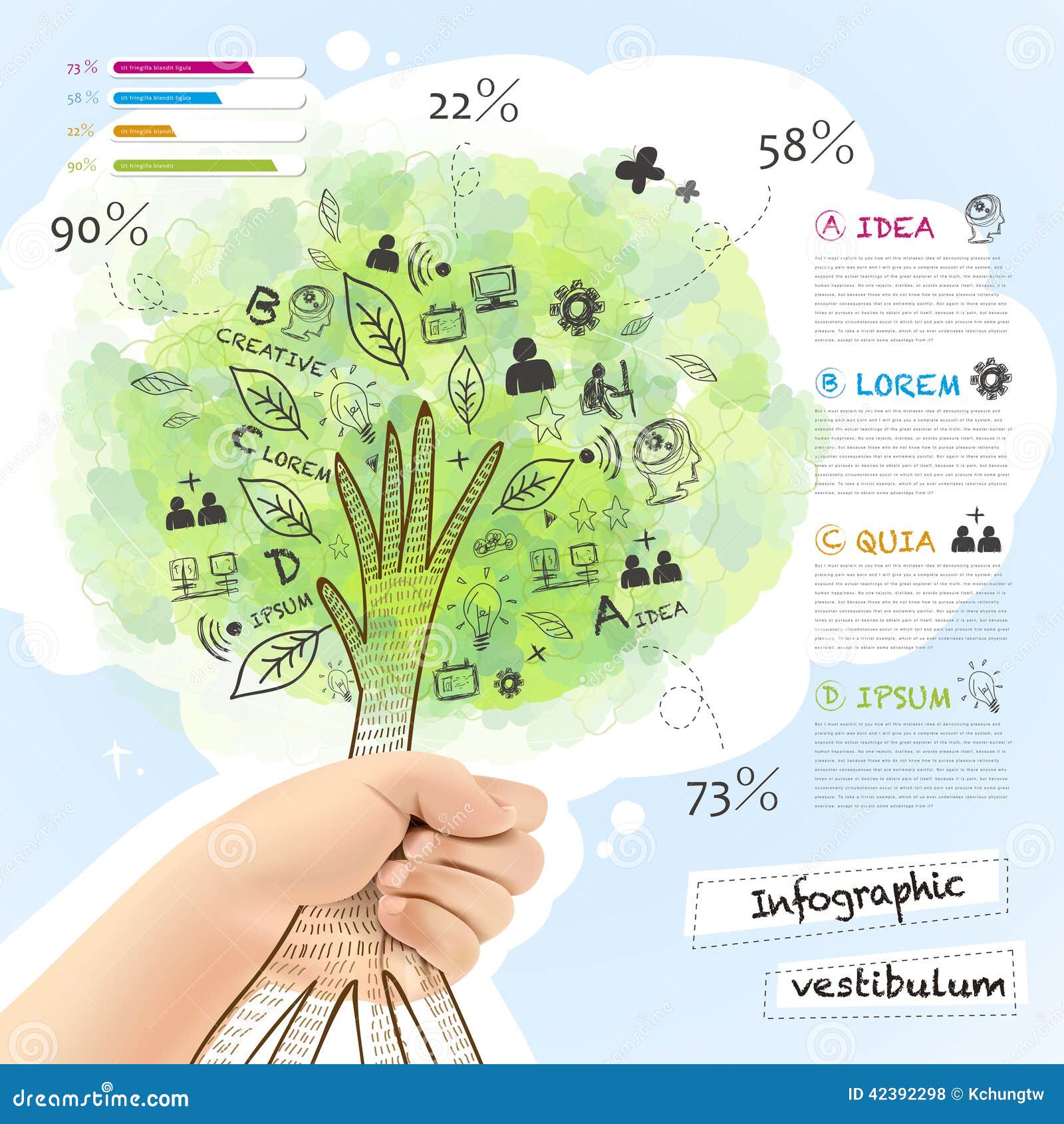 Vector Infographic with a Tree Grabbed by Hand Stock Vector ...