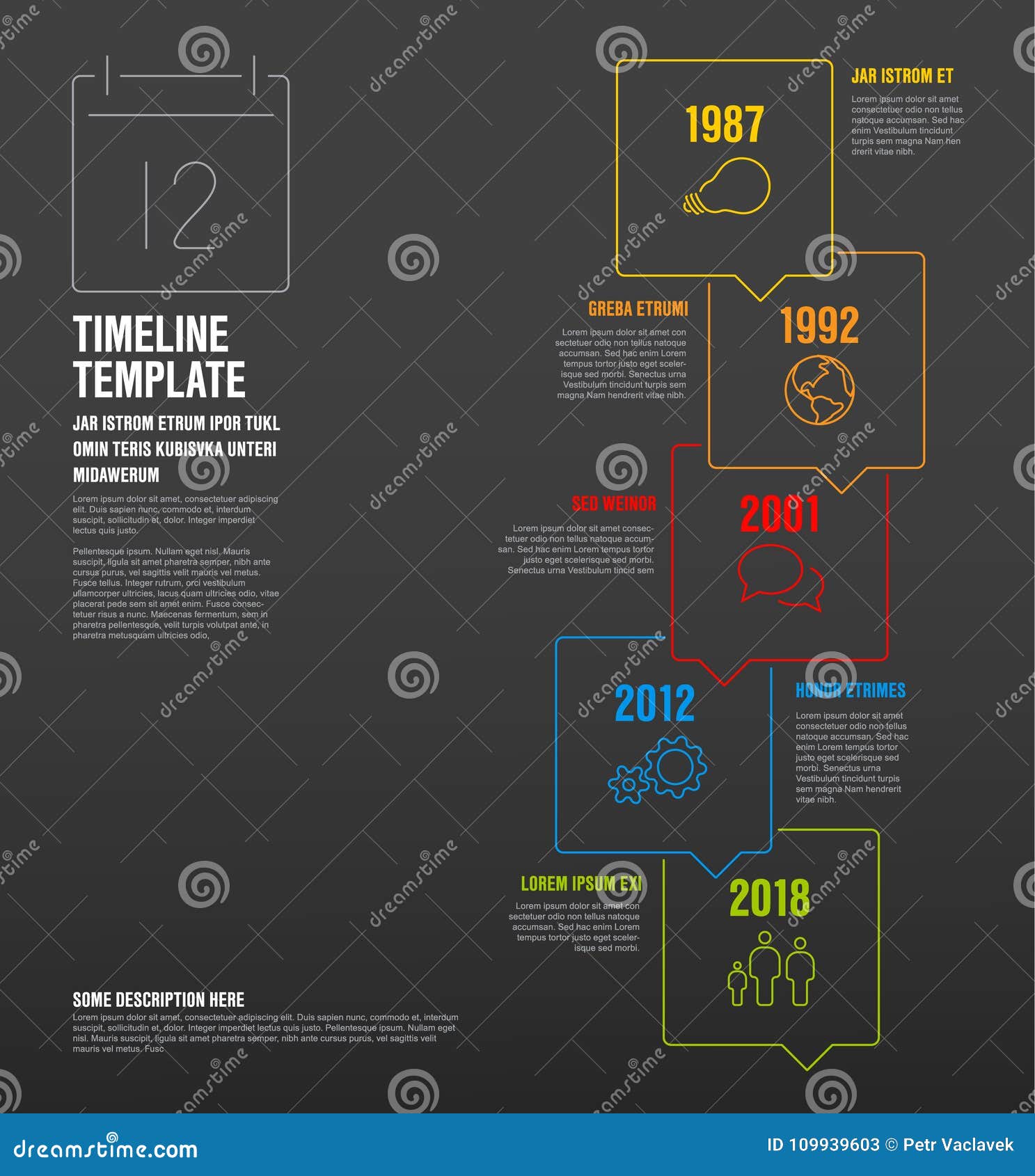 Infographic Vertical Minimalistic Timeline Template With Photos In ...