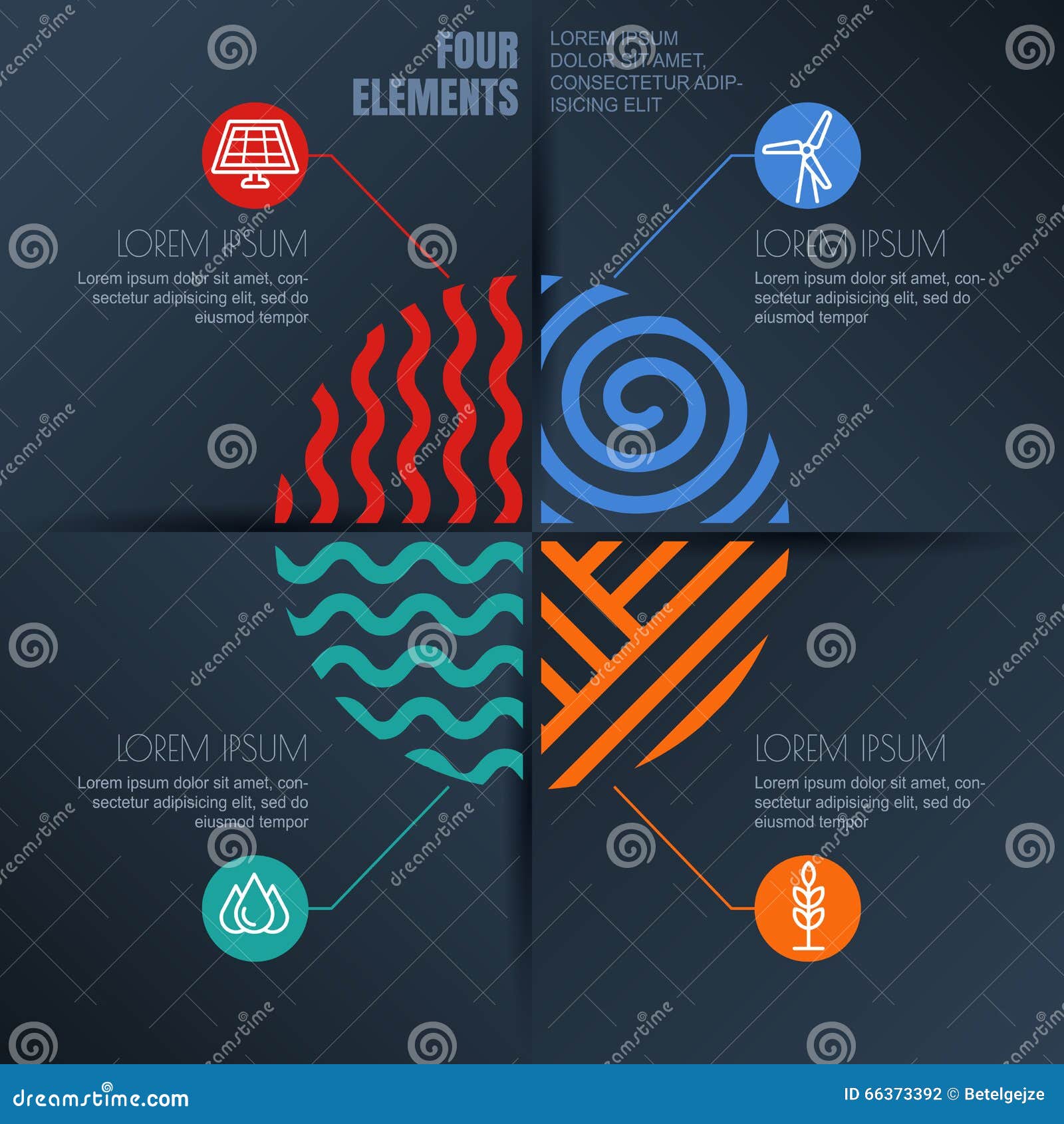 Vector Infographics Design. Four Elements Abstract Illustration and ...