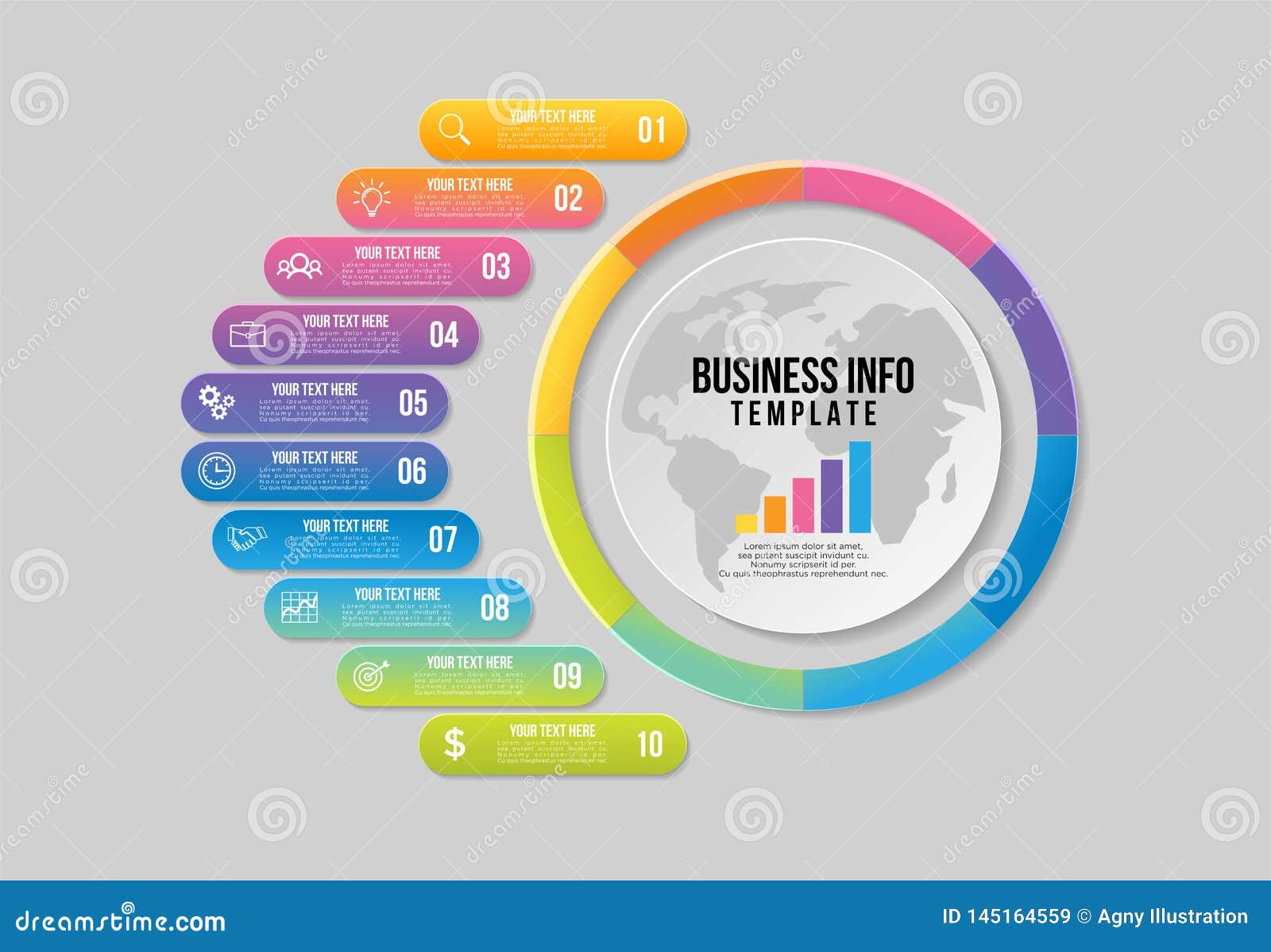Set Of Most Useful Infographic Elements - Bar Graphs, World Map, Pie ...