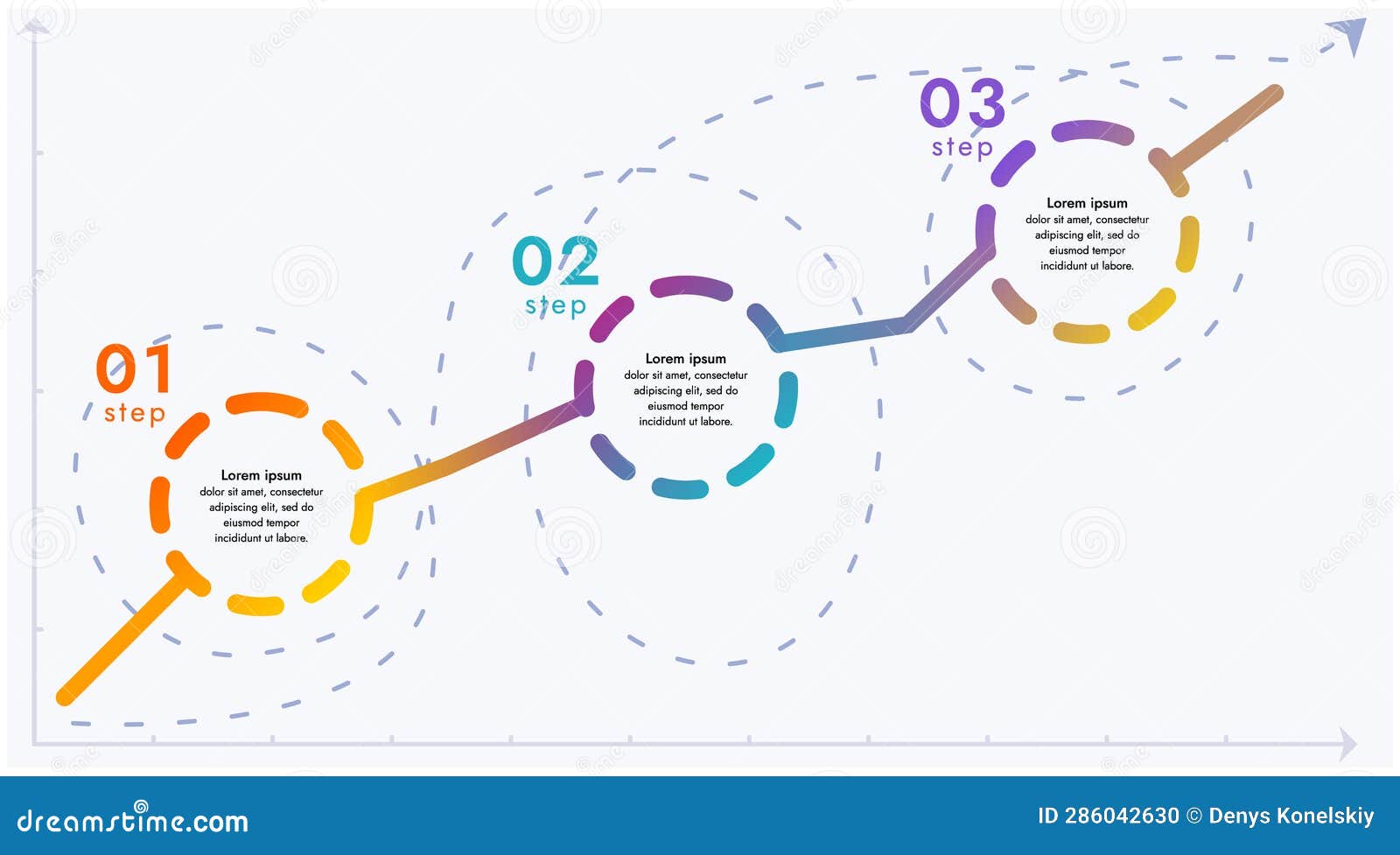 Vector Infographics on a Light Background, Three Steps. Flat Style with ...