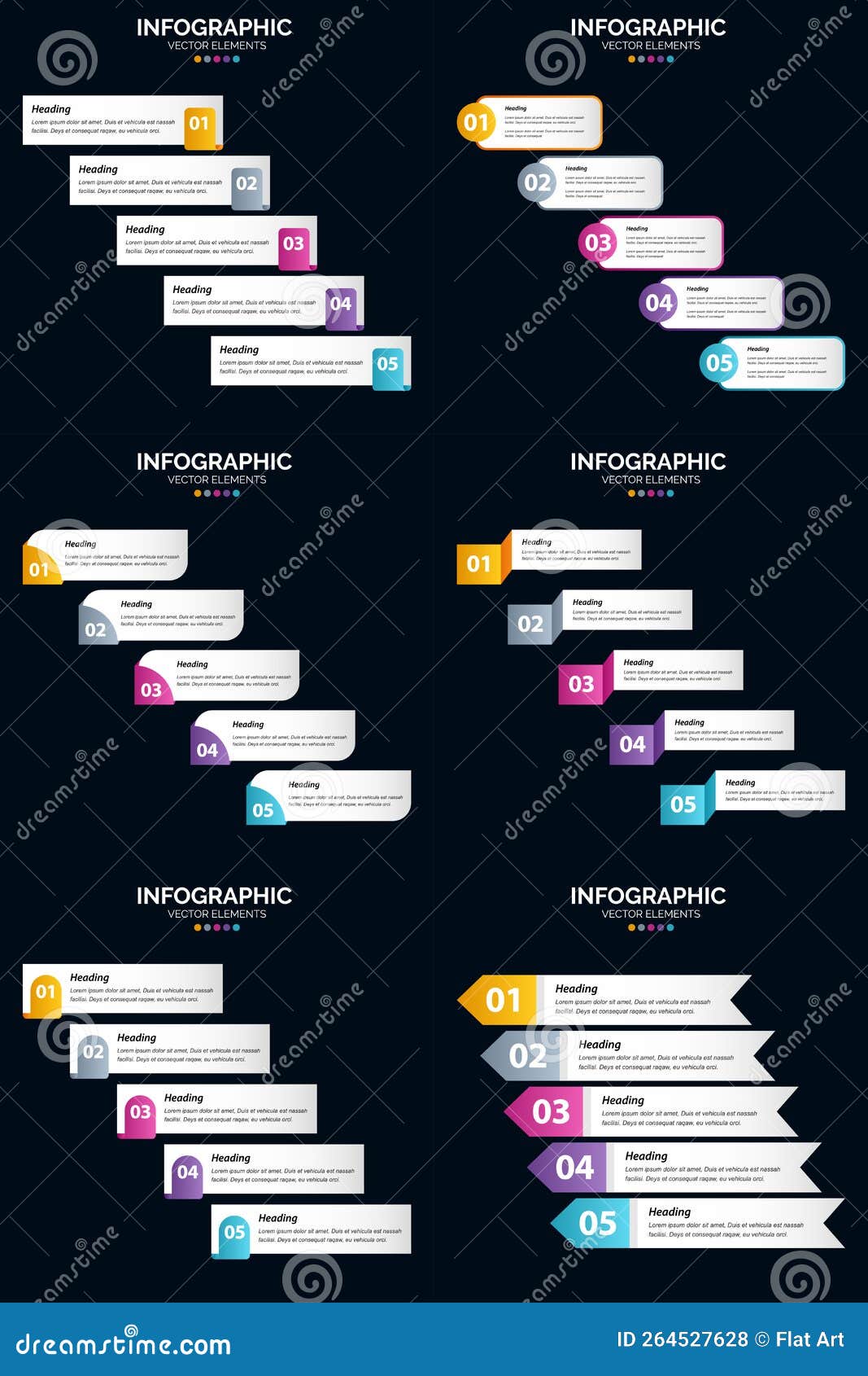 Vector Infographics Pack of 6 for Business Presentations Stock Vector ...