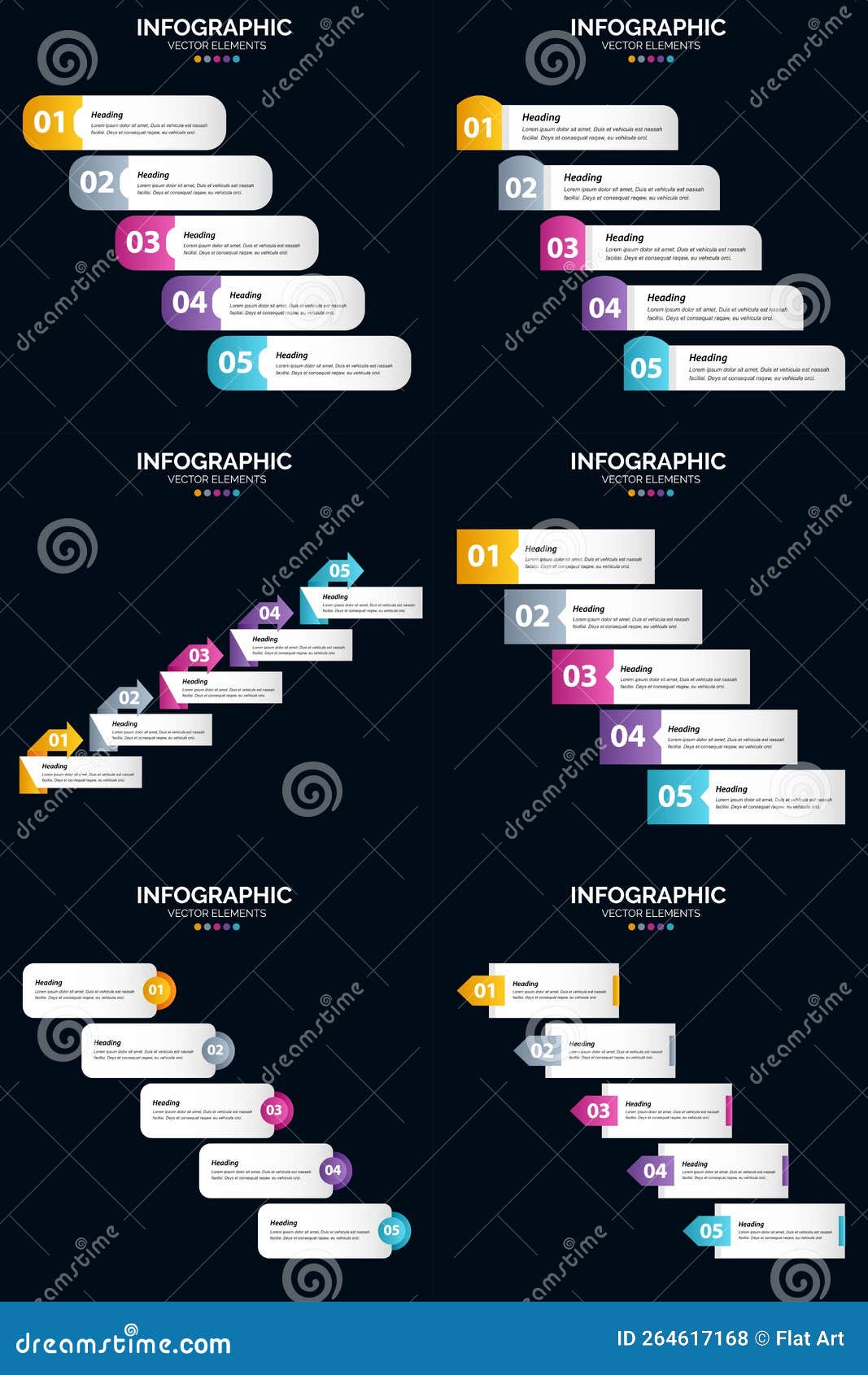 Vector Infographics Pack of 6 for Business Presentations Stock Vector ...