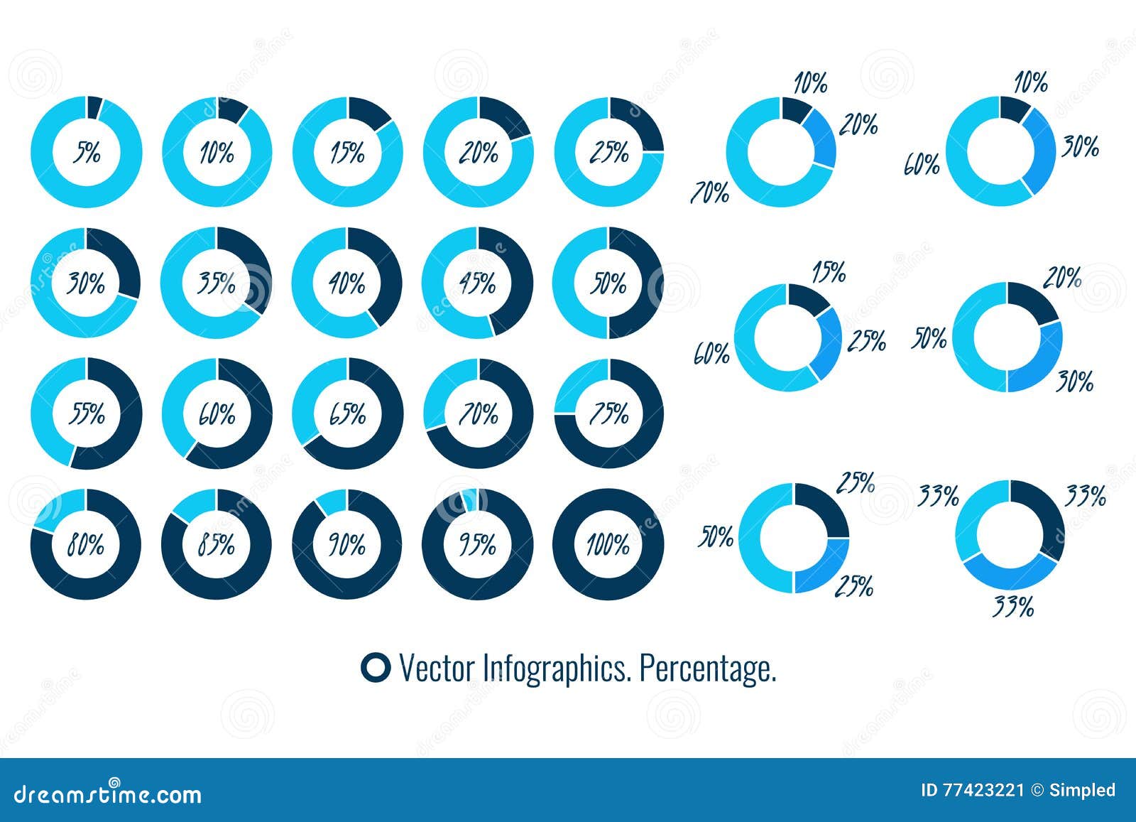 Vector Infographics. Pie Charts Blue Symbols Stock Vector ...