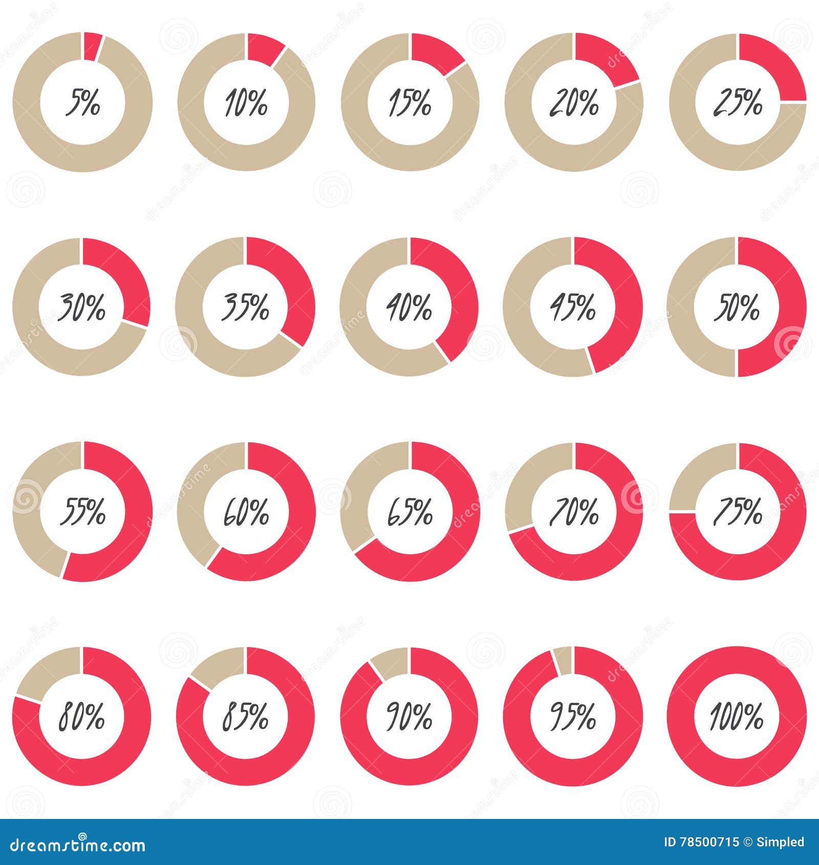 Vector Infographics, Red Pie Charts Stock Vector - Illustration of grey ...