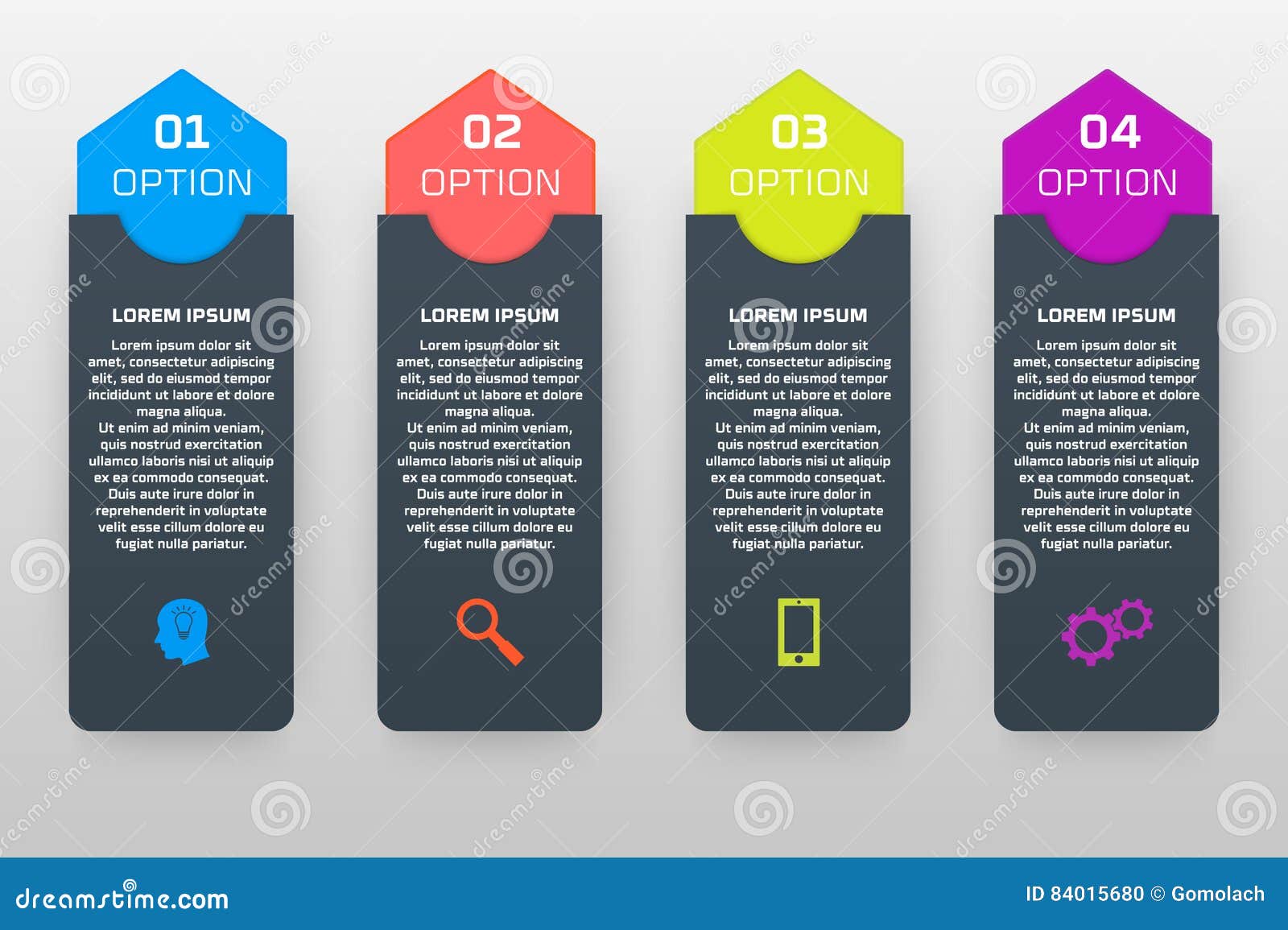 Vector Infographics Template with Four Options in Material Design Style ...