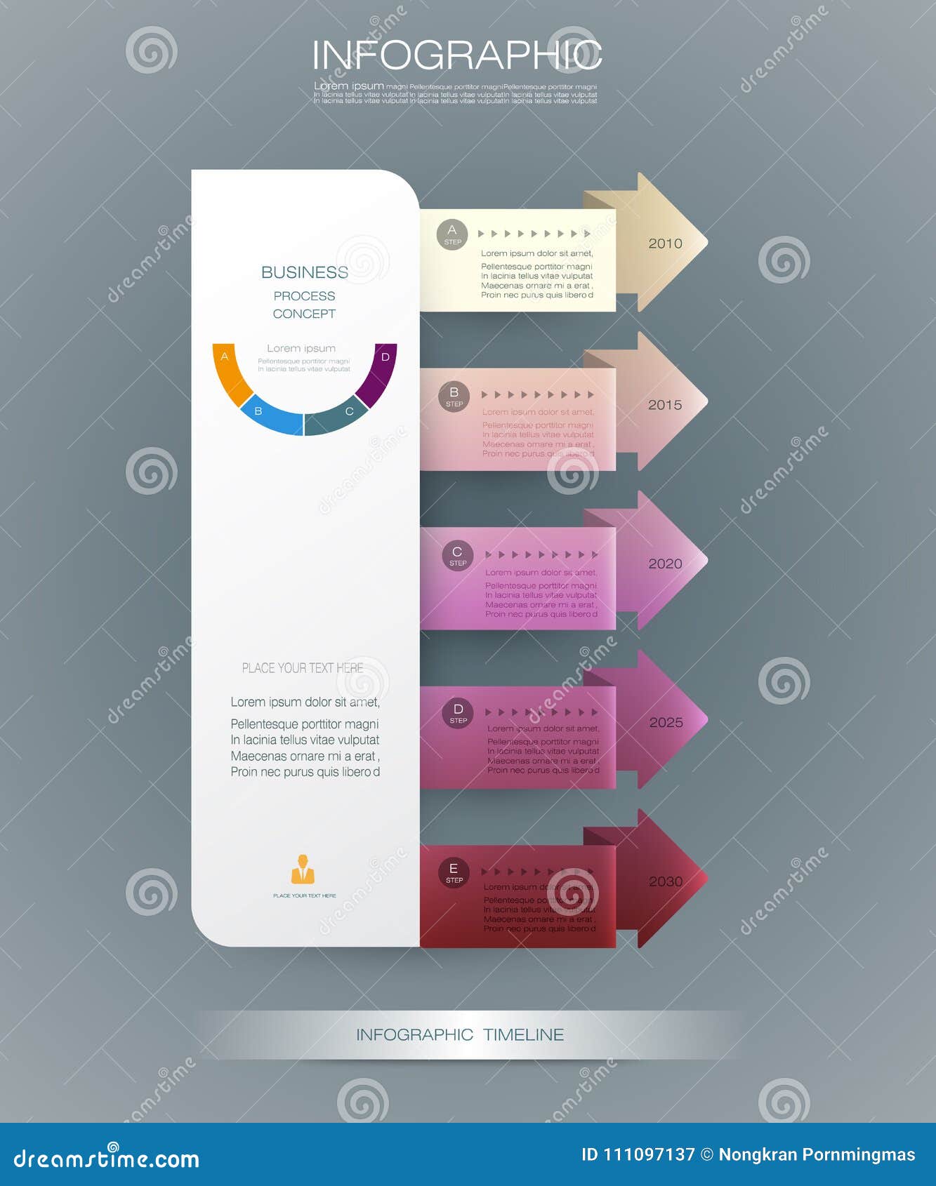 Vector Infographics Timeline Design Template With 3D Paper Label And ...