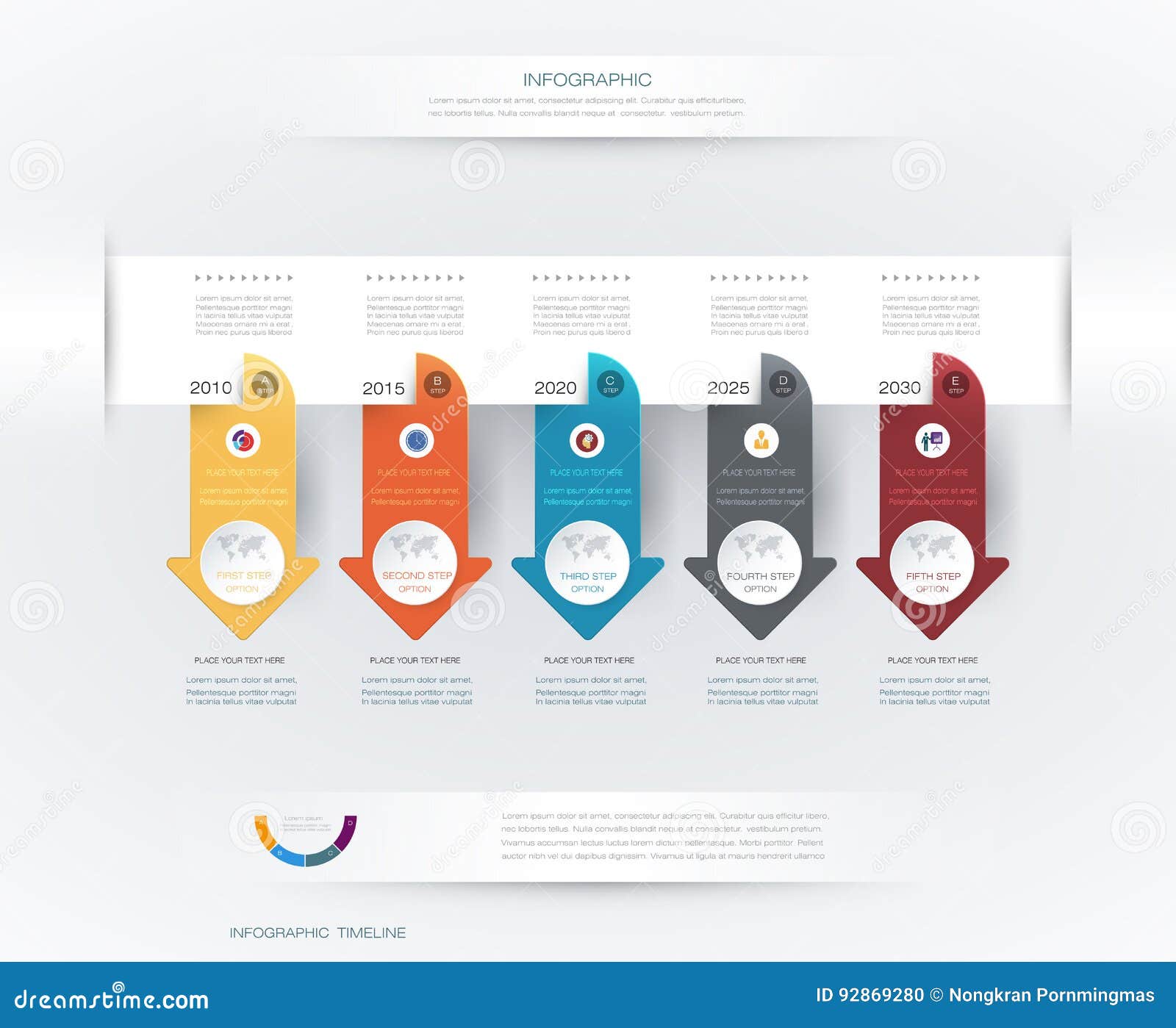 Vector Infographics Timeline Design Template with 3D Paper Label and ...