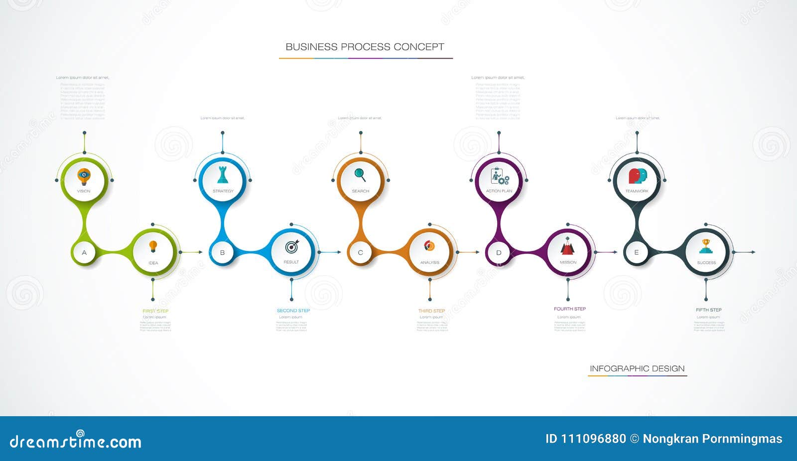 Vector Infographics Timeline Design Template With 3D Paper Label ...