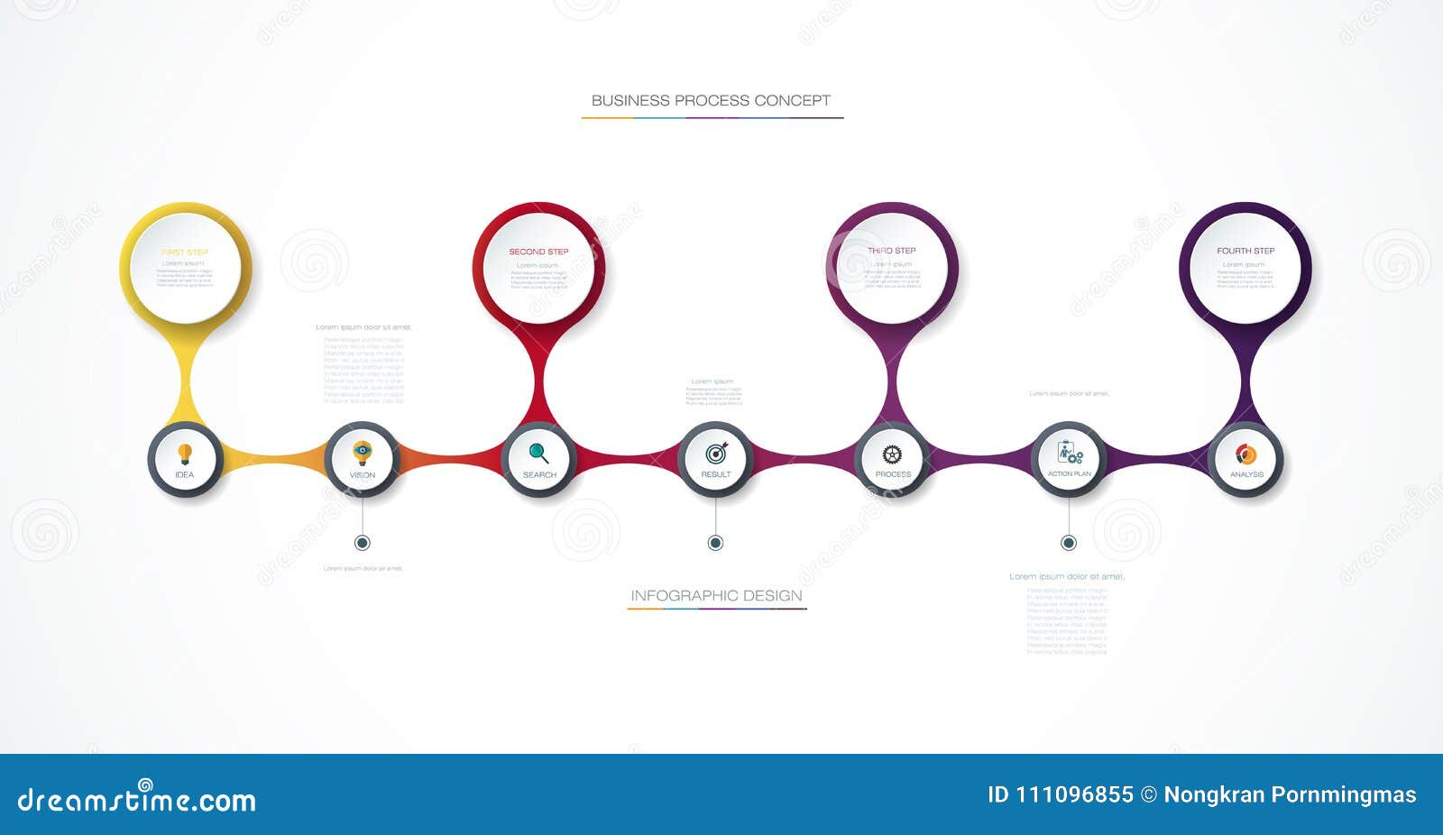 Vector Infographics Timeline Design Template with 3D Paper Label ...