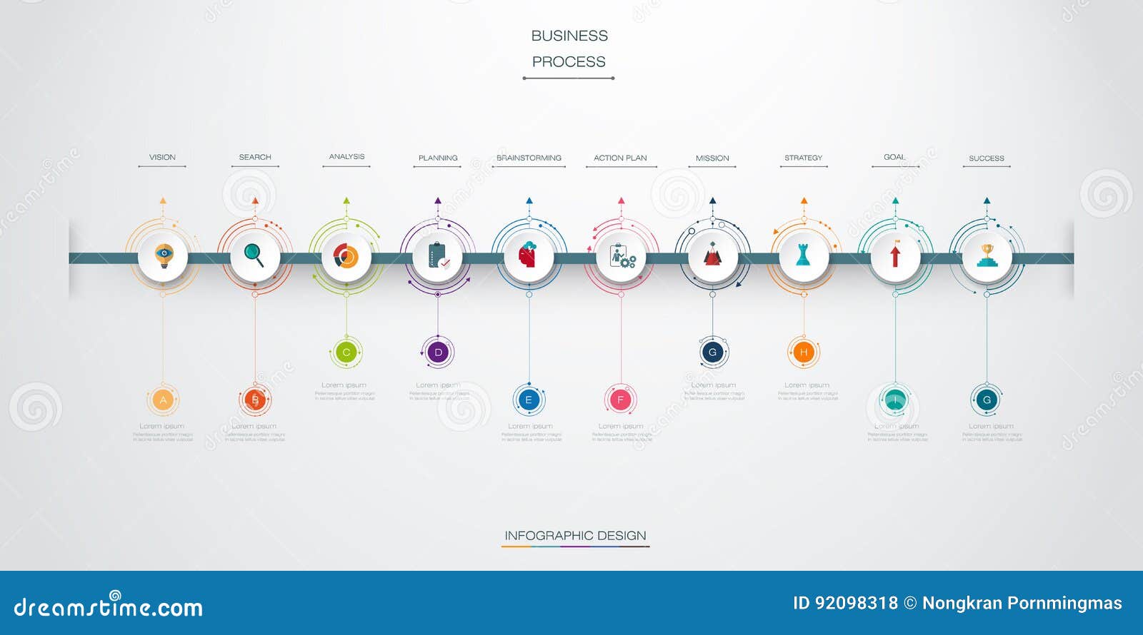 Vector Infographics Timeline Design Template with 10 Option and ...