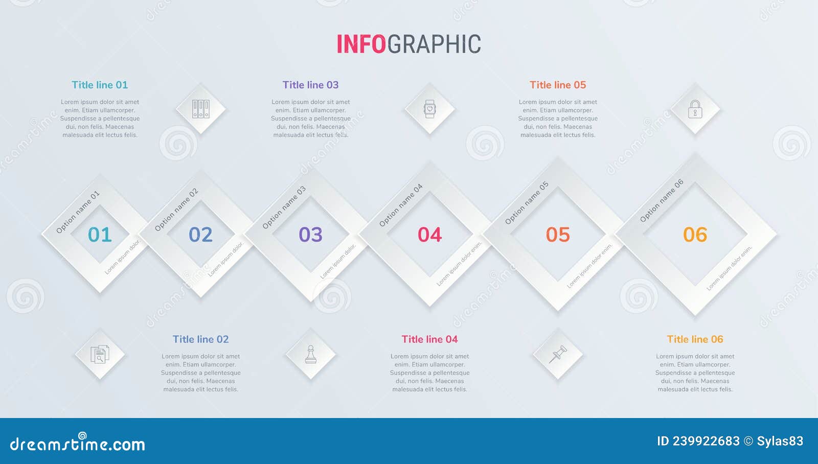 Vector Infographics Timeline Design Template with Square Elements ...