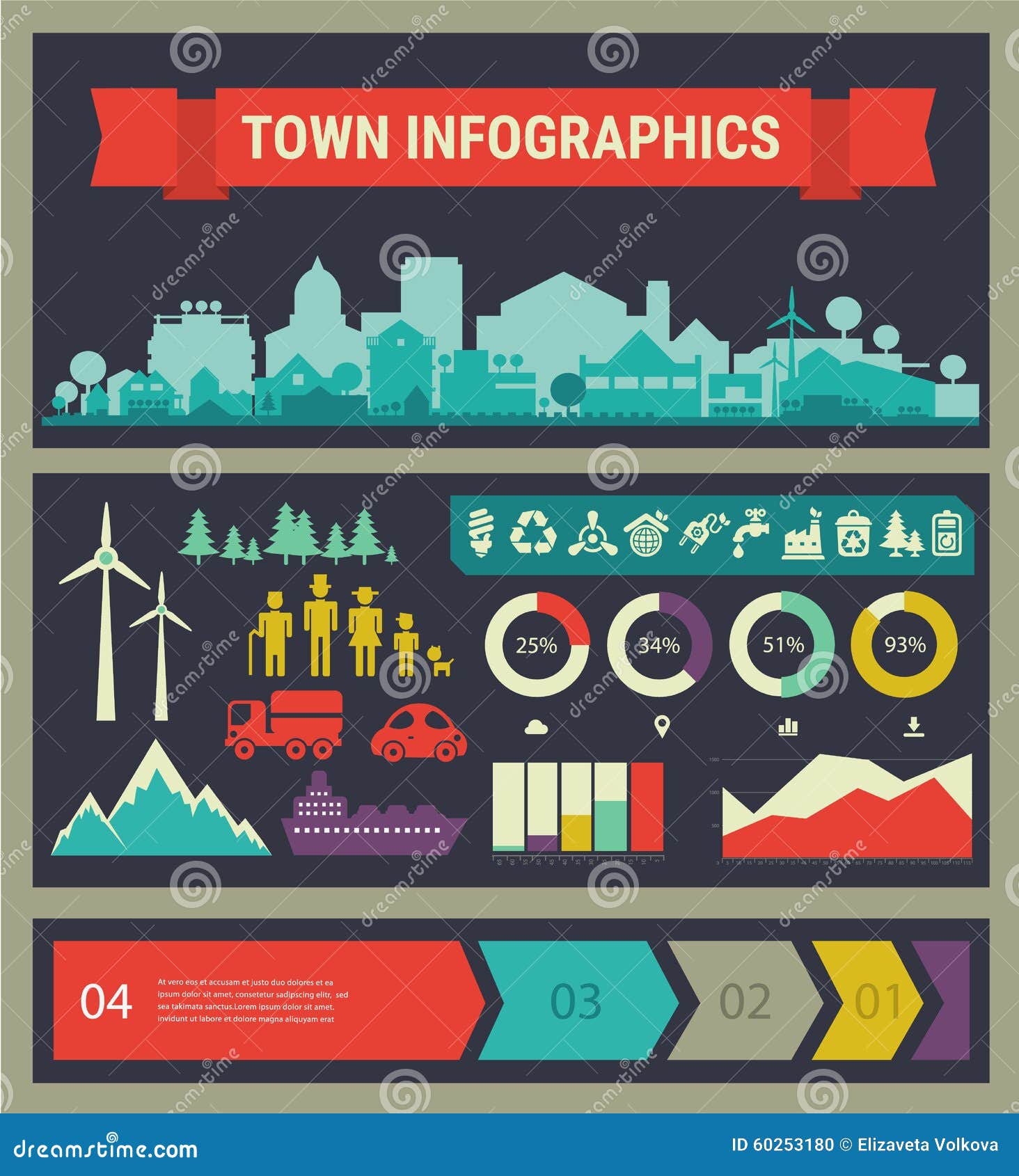 Vector Infographics. Town and Village Stock Vector - Illustration of ...