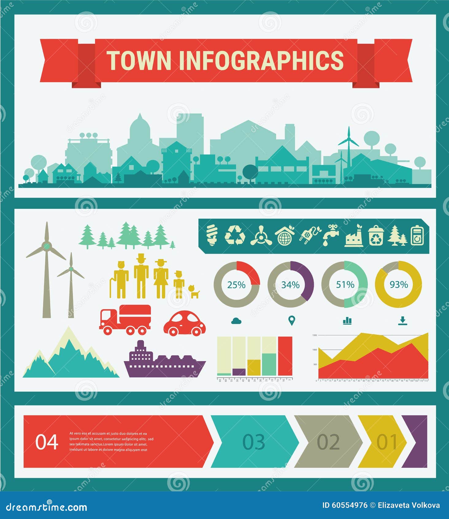 Vector Infographics. Town and Village Stock Vector - Illustration of ...